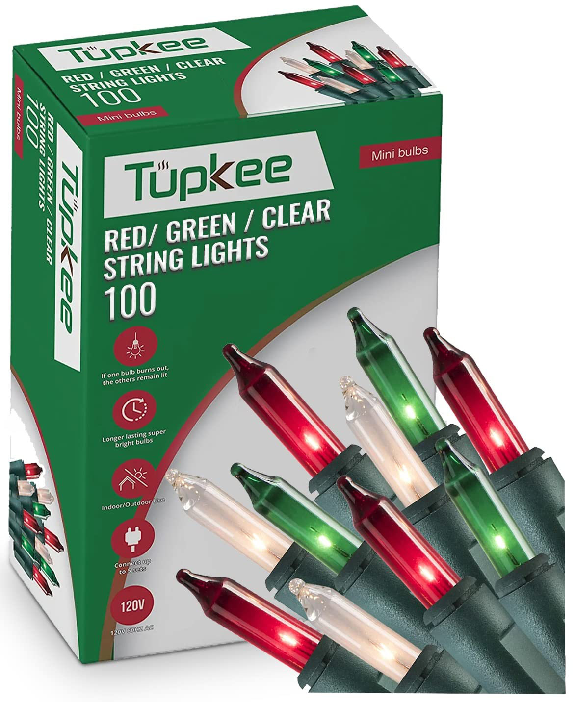 Tupkee Christmas String Lights 100 Count - Incandescent Mini Warm ...