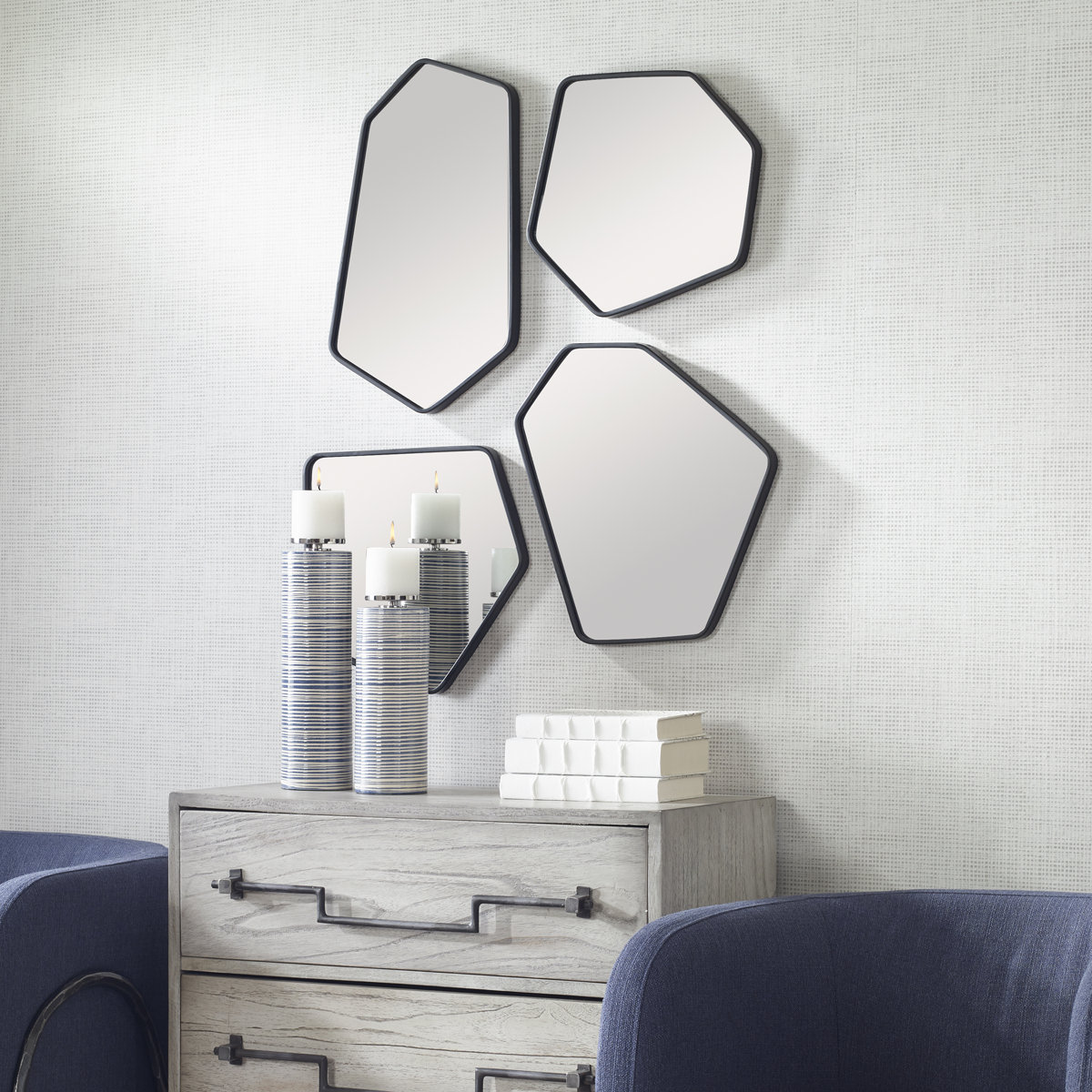 Birch Lane™ Cerell Black Mirrors, Set/4 | Wayfair