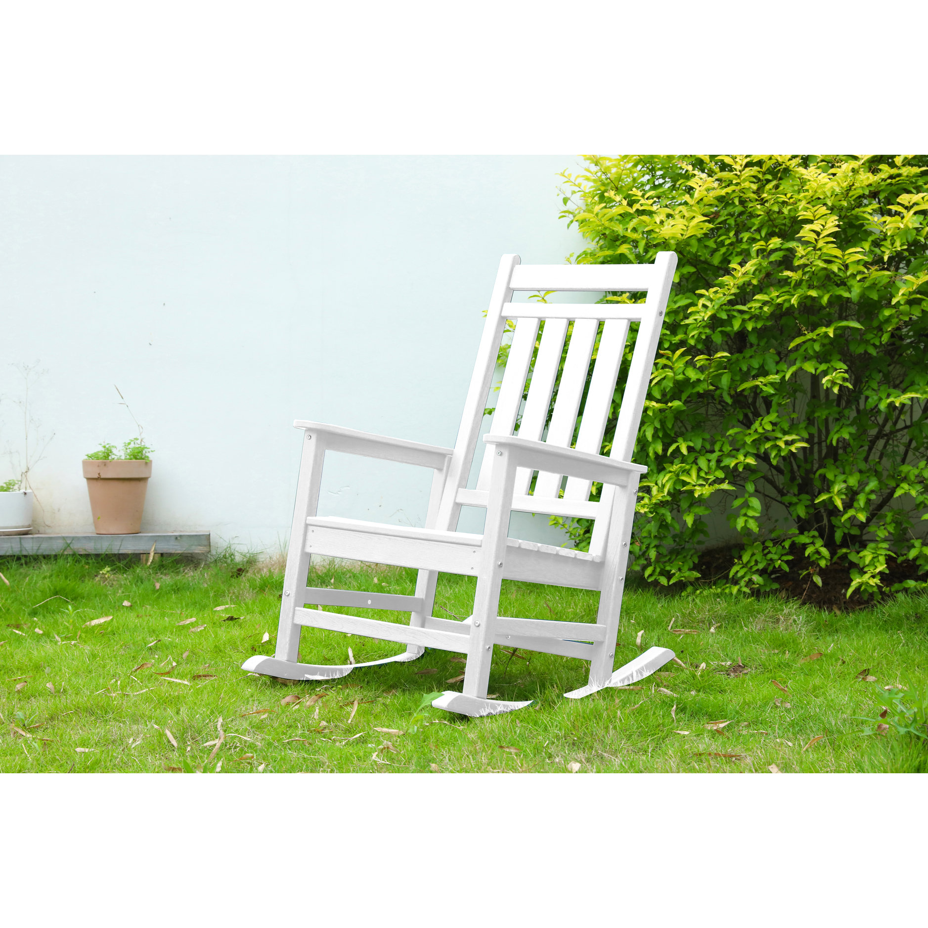 Highland Dunes White Outdoor Rocking Chair For Adults - All Weather ...
