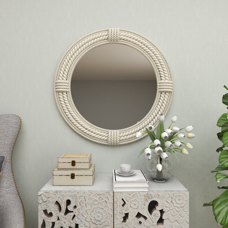Birch Lane™ Frony Wooden Coiled Rope Room Wall Mirror with Wrapped Rope ...