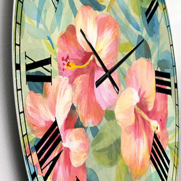 The Twillery Co.® Swigart Hibiscus Garden III - Farmhouse wall clock ...