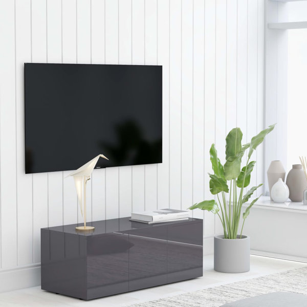 17 Stories High Gloss Grey TV Cabinet 80X34x30 Cm | Modern Engineered ...
