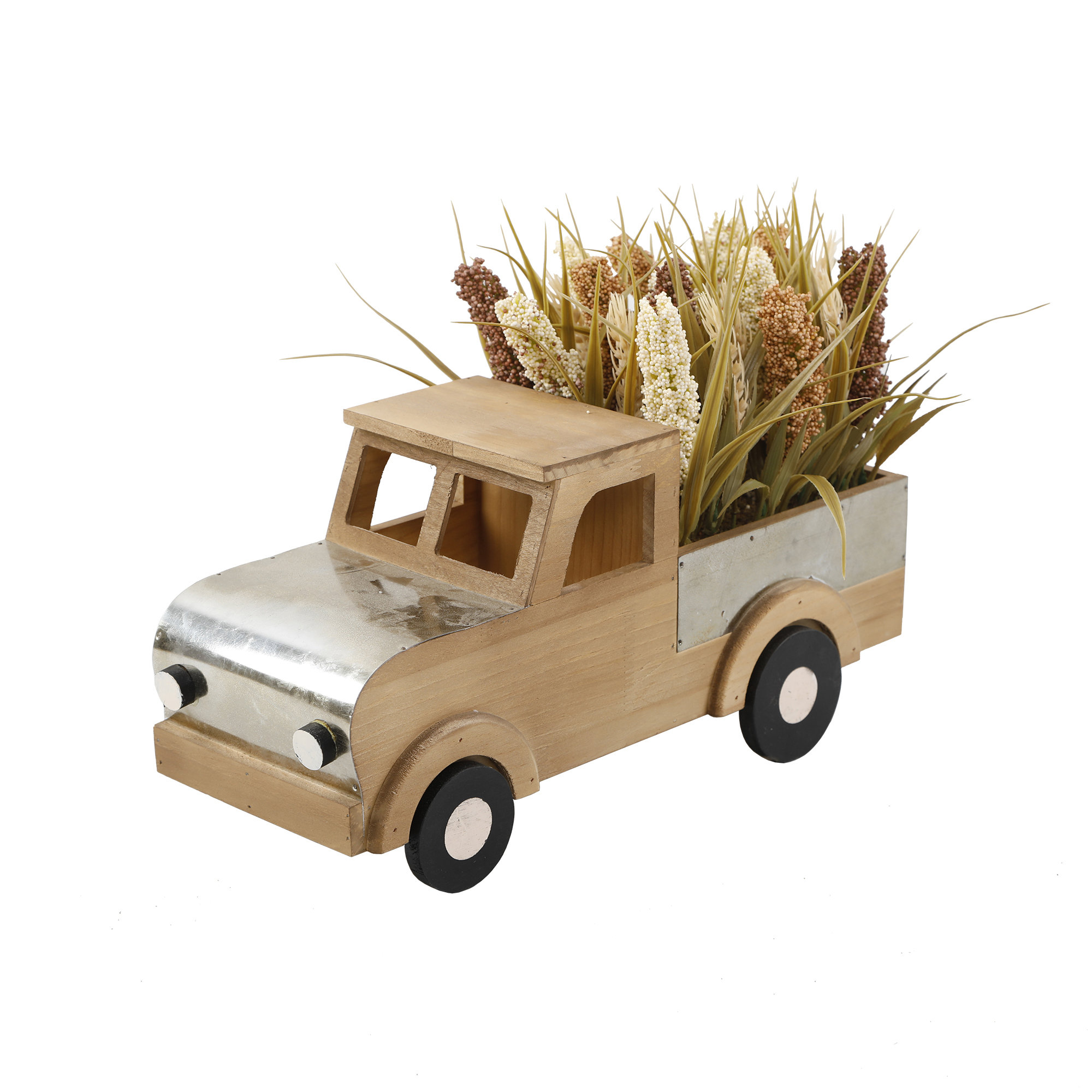 The Holiday Aisle® Wheat Mix in Wood Truck | Wayfair