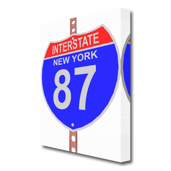 East Urban Home Interstate 87 Sign New York - Wrapped Canvas Print ...