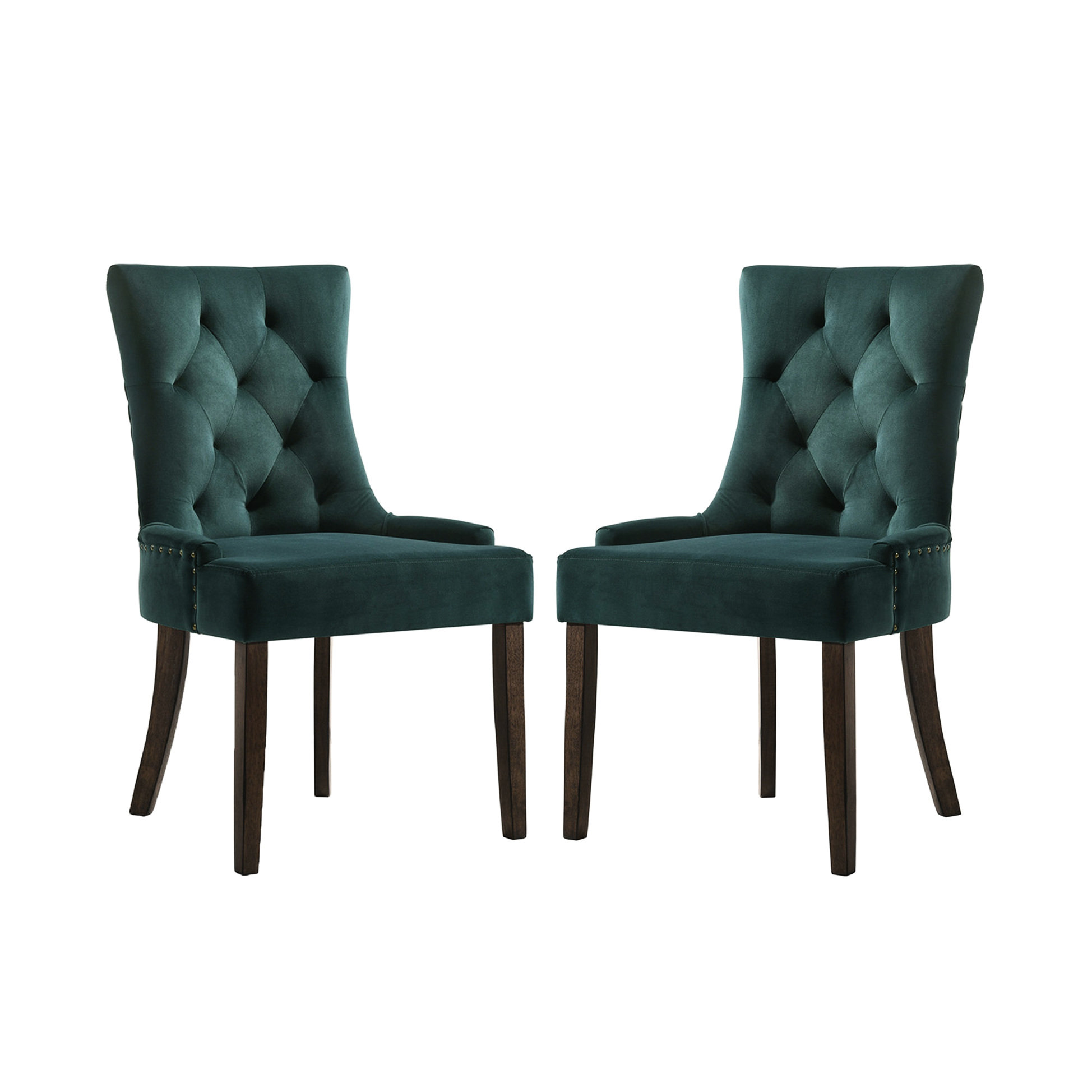 Wildon Home® Of 2 Velvet Dining Chairs With And Nailhead Trim, 22-Inch ...