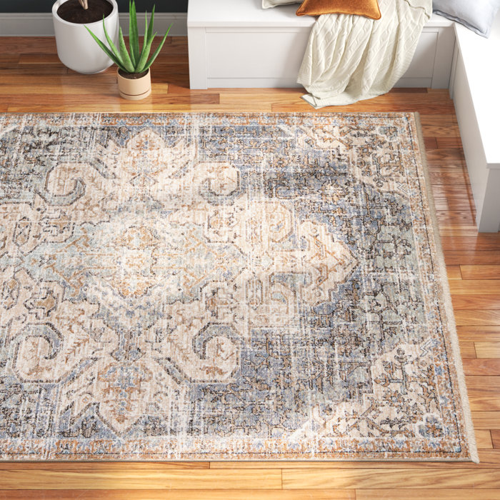 Langley Street Iroh Medallion Tan/ Blue Rug | Wayfair