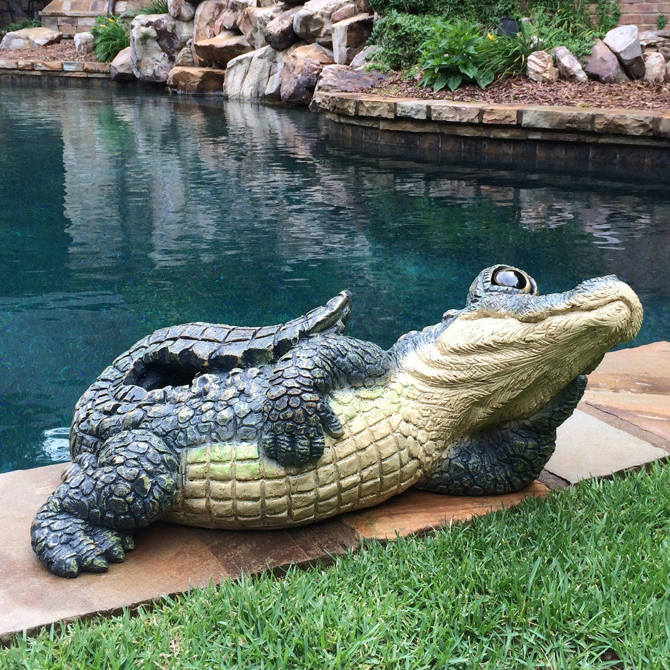 HomeStyles Whimsical Lying Gator the Alligator Garden Statue & Reviews ...