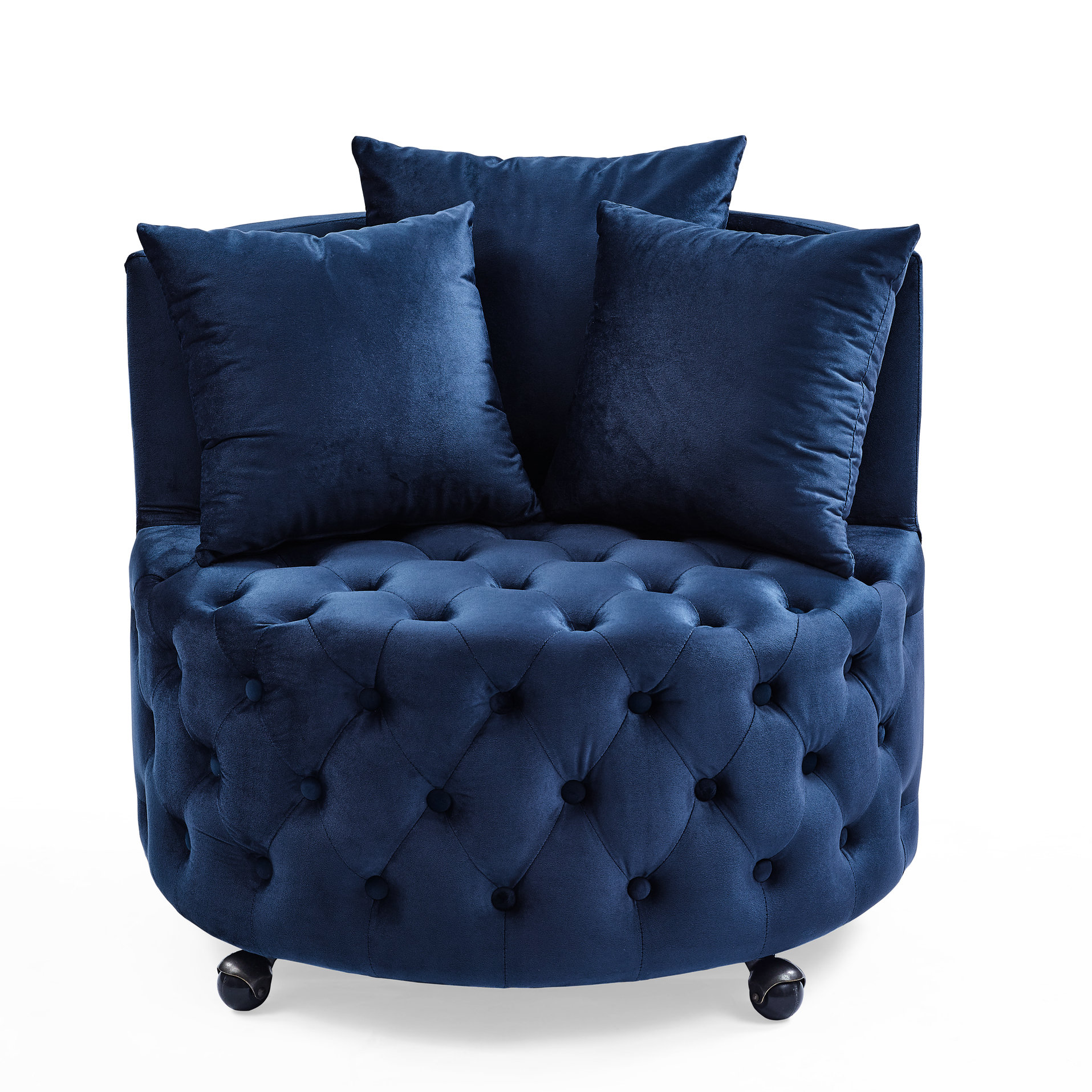 Everly Quinn Fashionable Velvet Swivel Chair With Button Upholstery ...