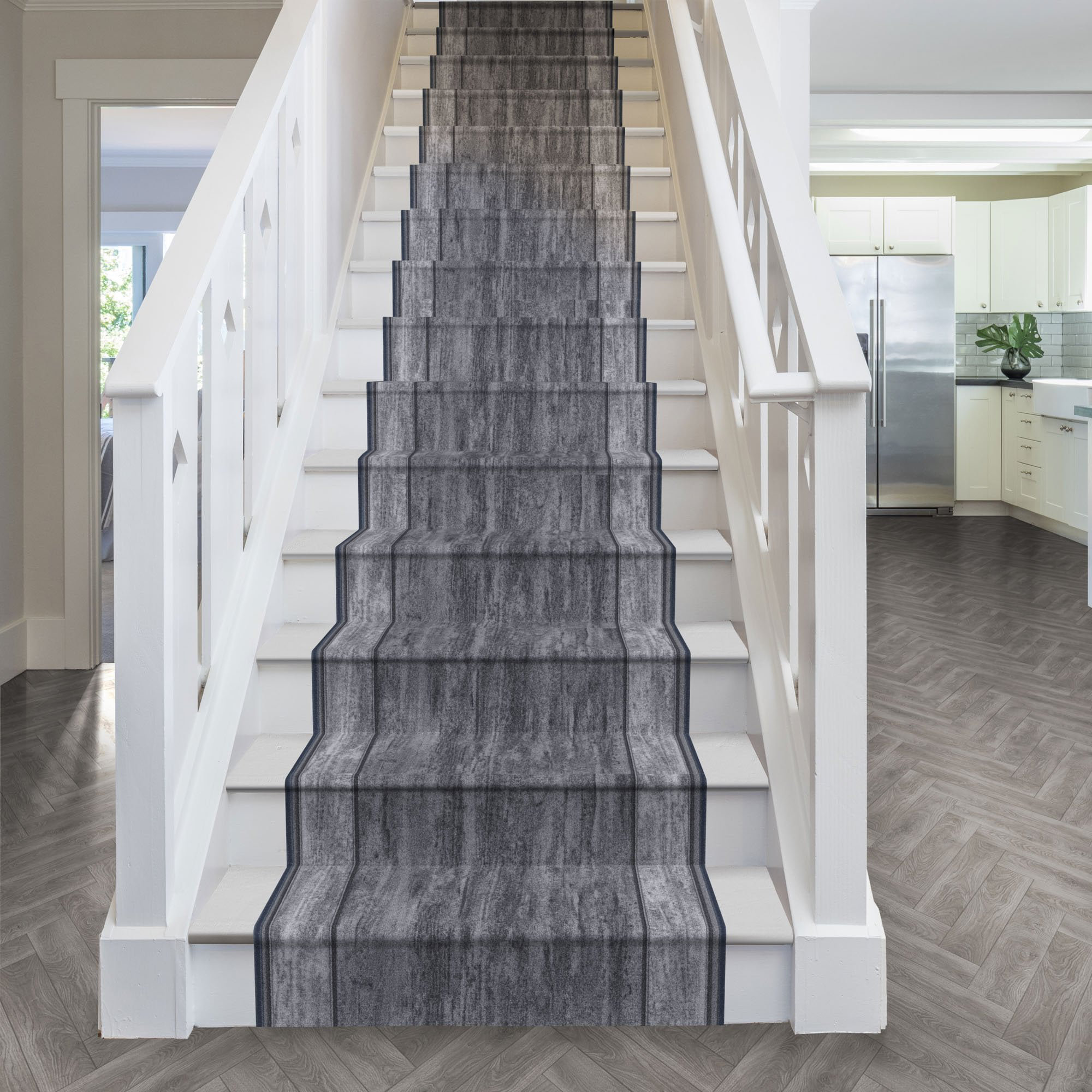 Ebern Designs Rama Graphite Stair Runner – Hardwearing, Non-Slip & Durable Carpet for Stairs ...