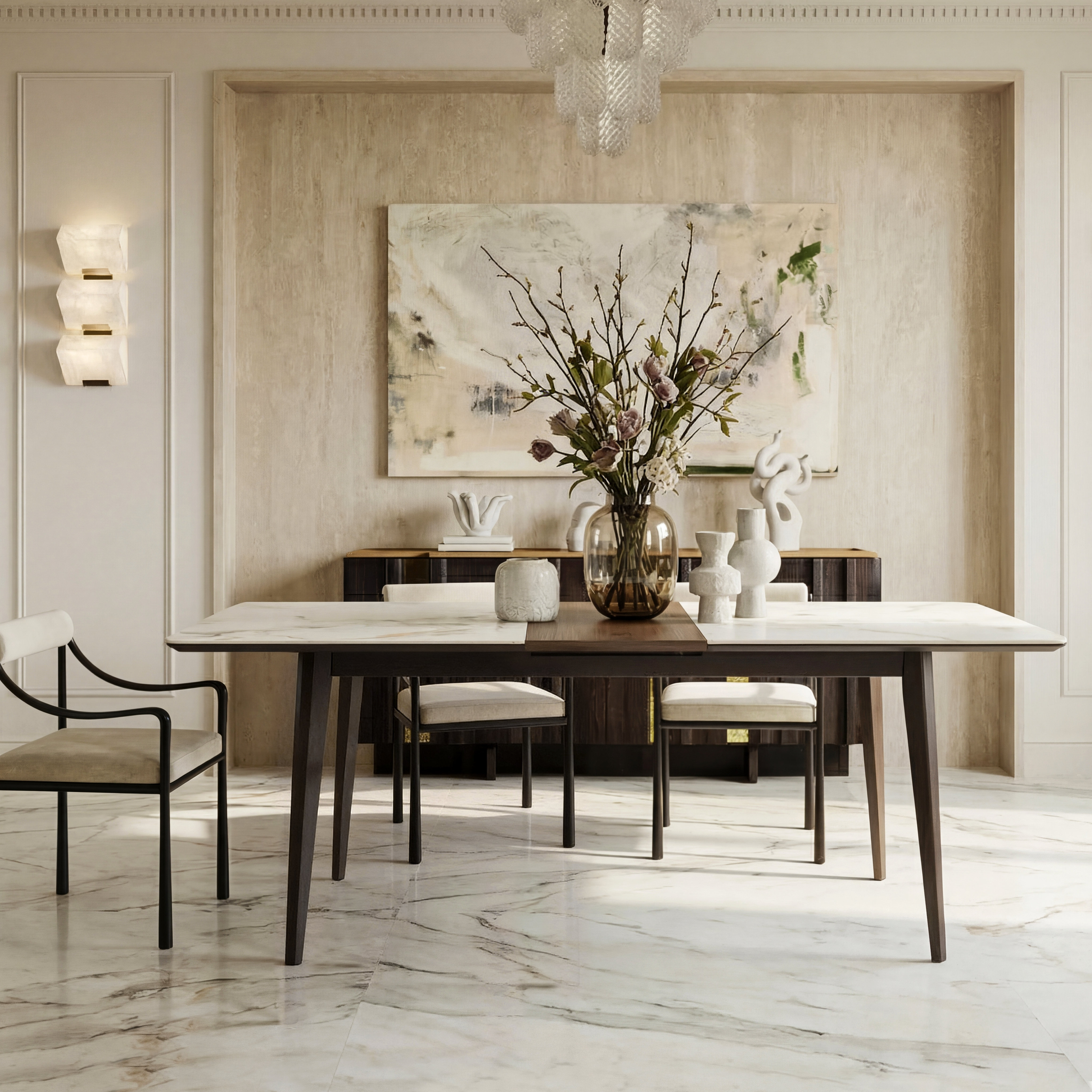 Wade Logan® Extendable Rock Plate Dining Table with Metal Base | Wayfair