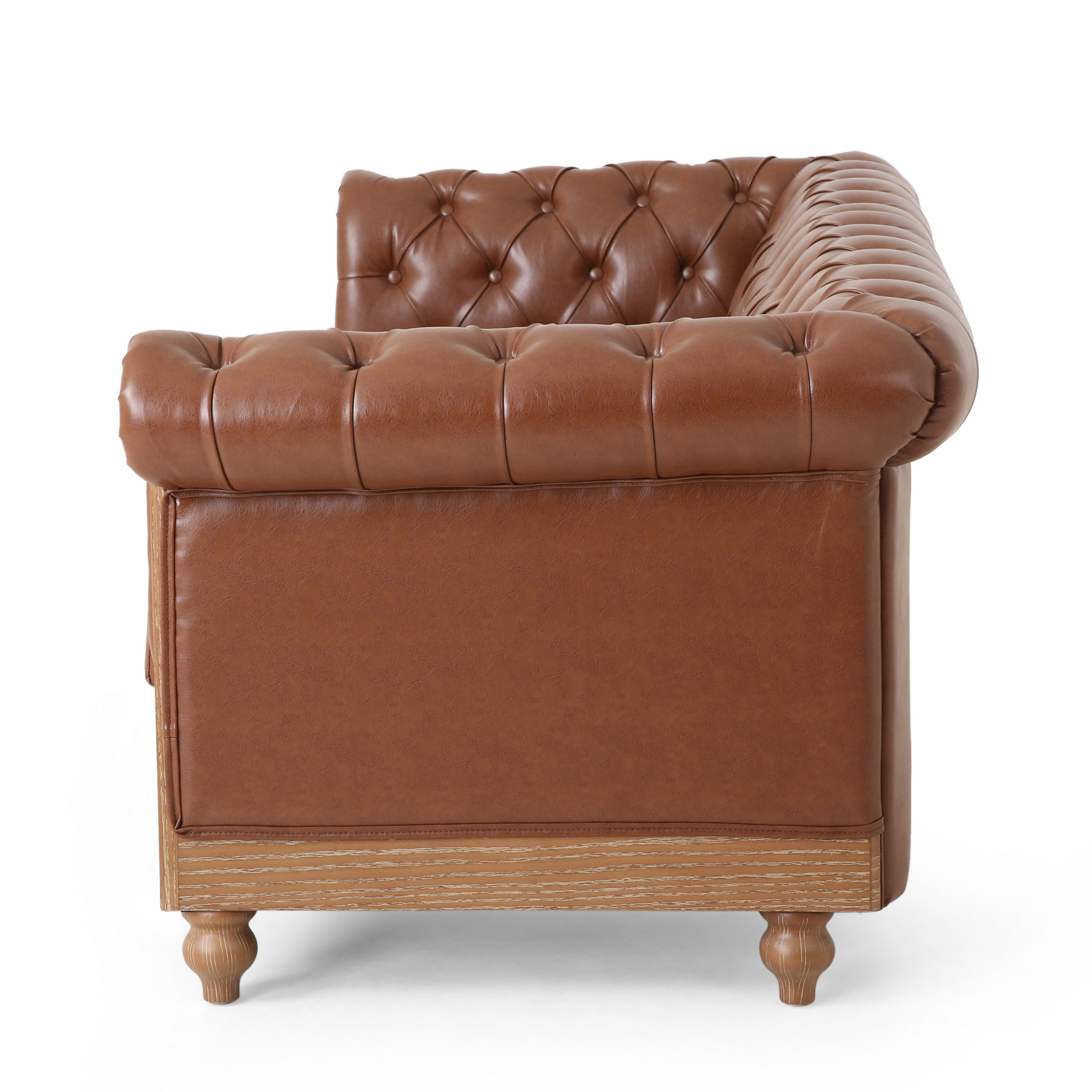 Benjara Ober Sofa, Rivets Chesterfield Tufted Faux Leather, 79 Inch ...