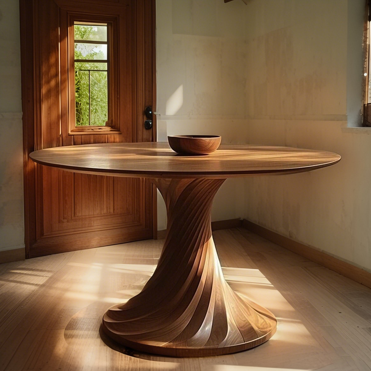 Organix Pattern 39.37" Creative Brown Solid Wood Round Dining Table ...