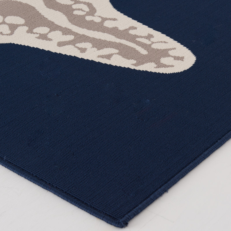 Highland Dunes Castano Performance Navy Blue Rug & Reviews | Wayfair