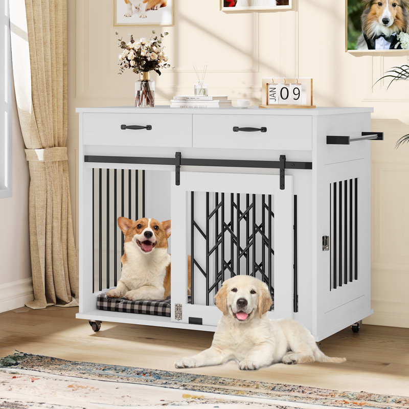 Tucker Murphy Pet™ 40"W Double Small Furniture-Style Wooden Dog Crates ...