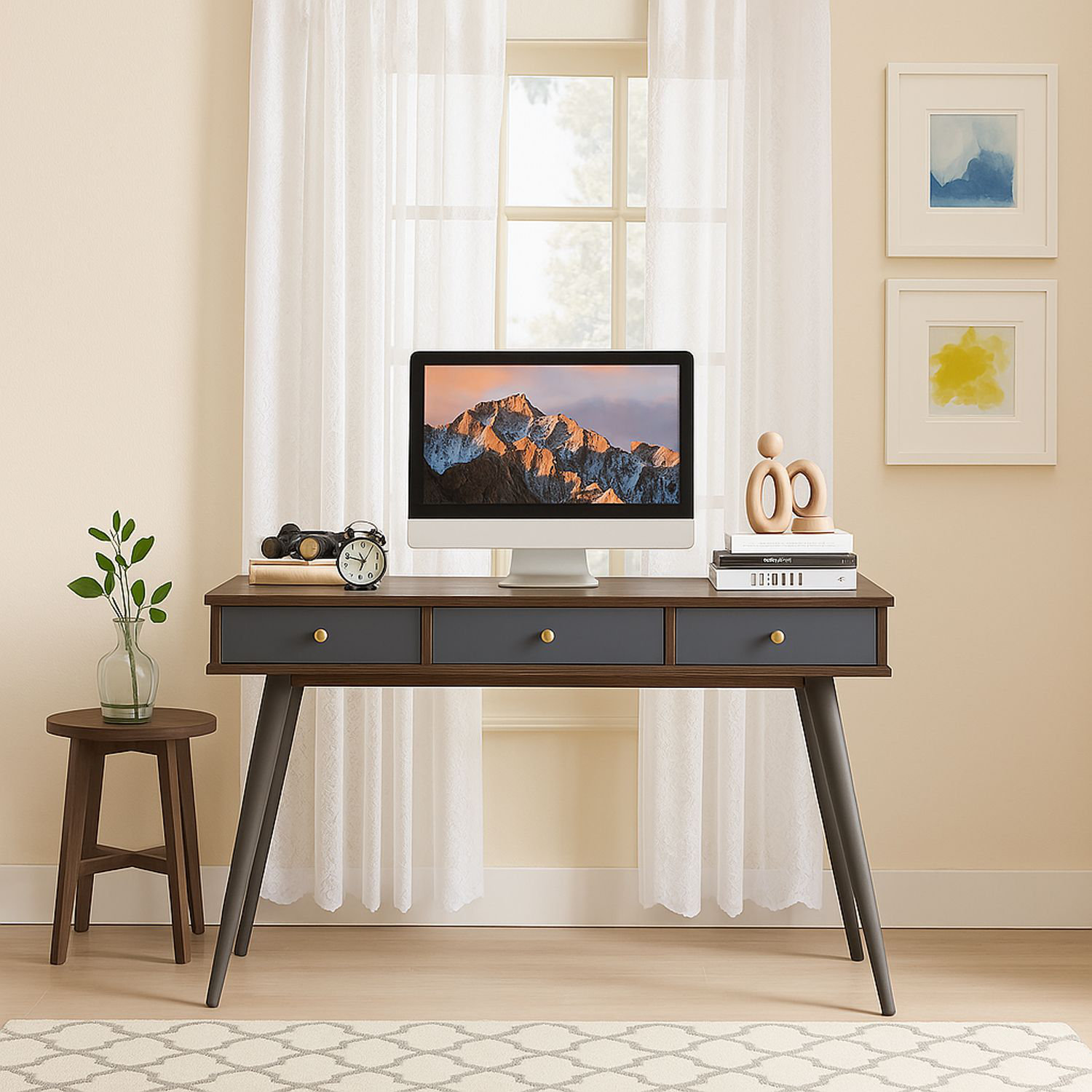 George Oliver Modern style desk with drawers for den office | Wayfair