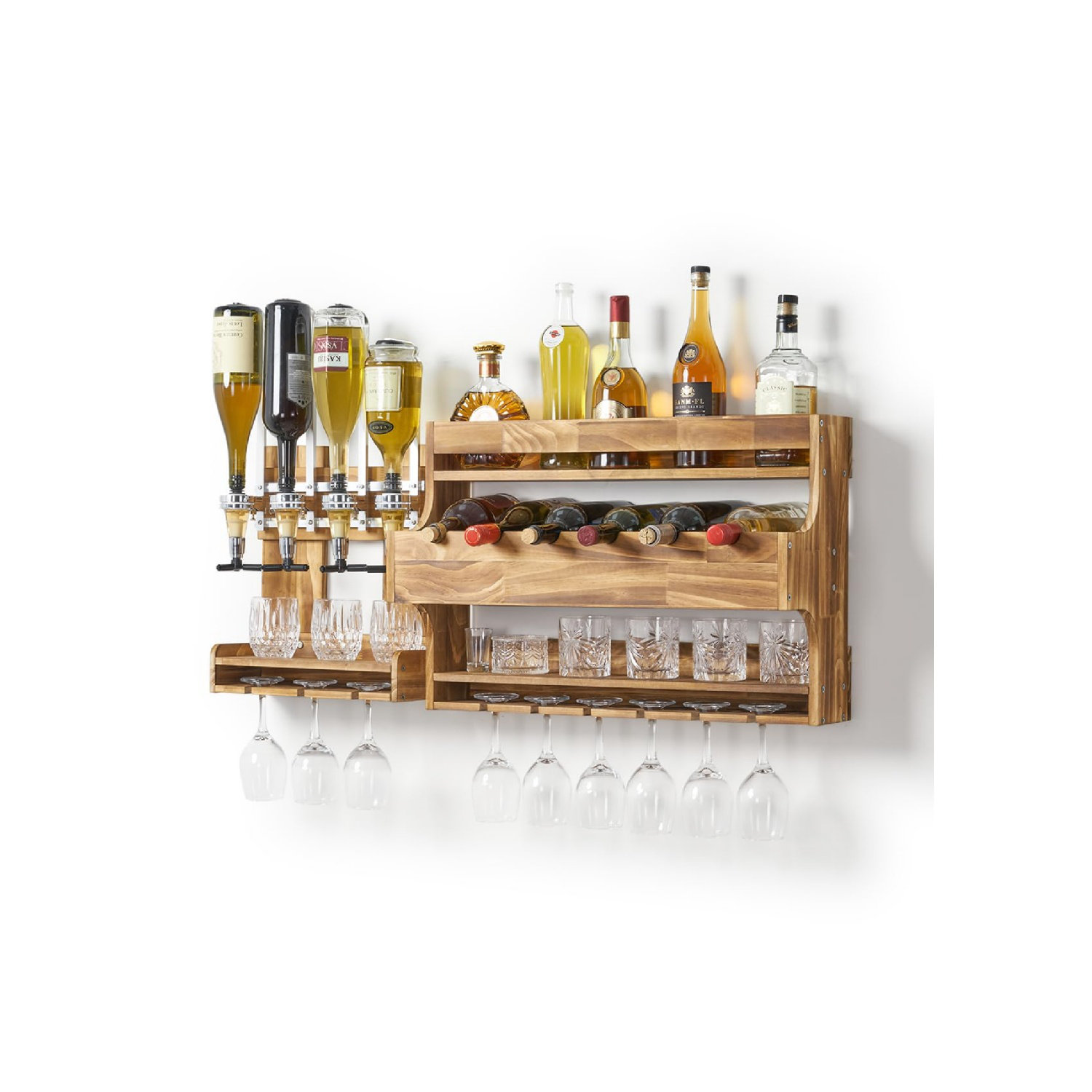 One Allium Way® Wood Wine Rack Wall Mounted, Liquor Bottle Display ...