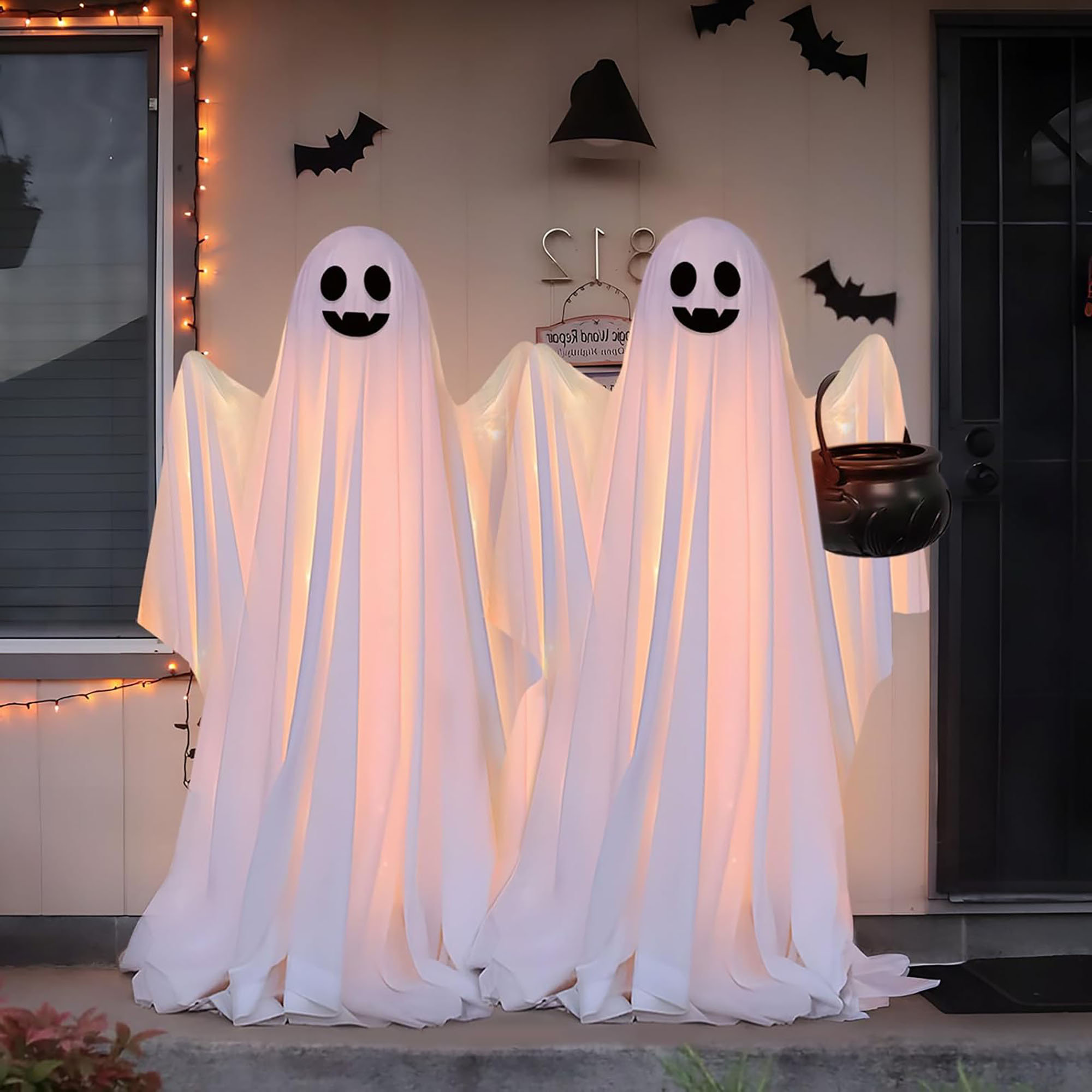 The Holiday Aisle® 2 Pack Large Light-Up Spooky Ghosts, Scary Standing ...
