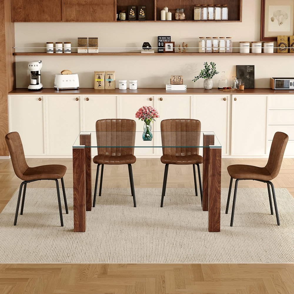 Latitude Run® Table And Chair Set.A Transparent Tempered Glass Dining ...