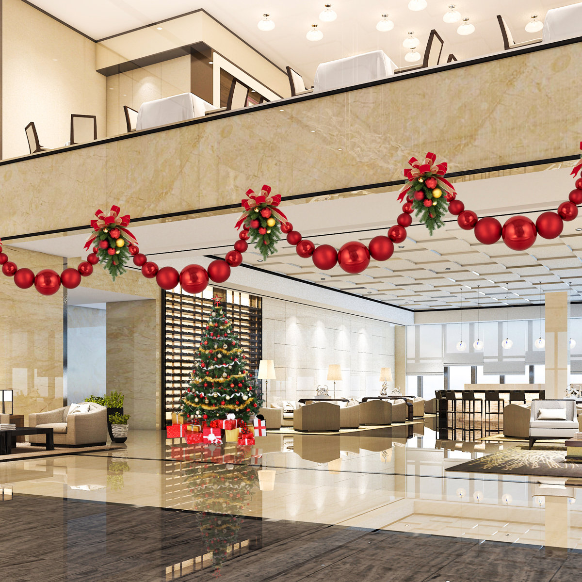 Northlight Seasonal Shiny and Matte Shatterproof Ball Christmas Swag ...