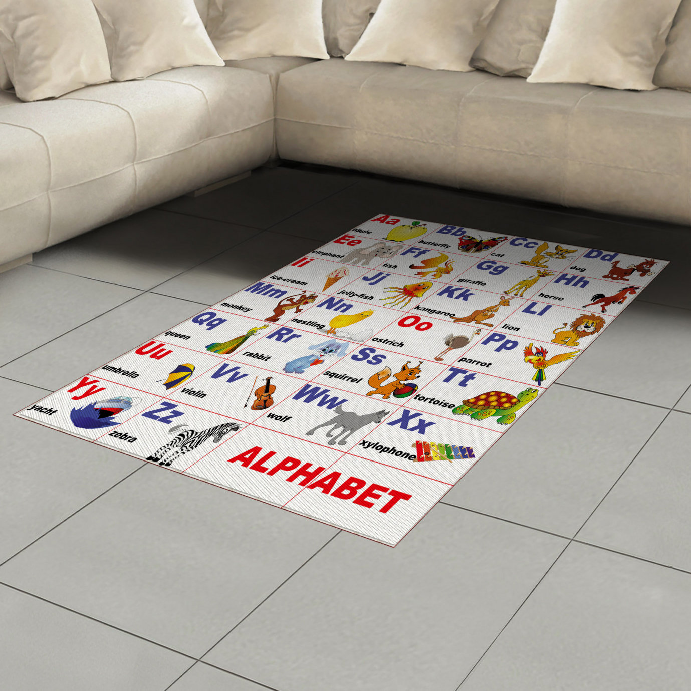 East Urban Home Educational Cartoon High Density Long Fiber Poly ...