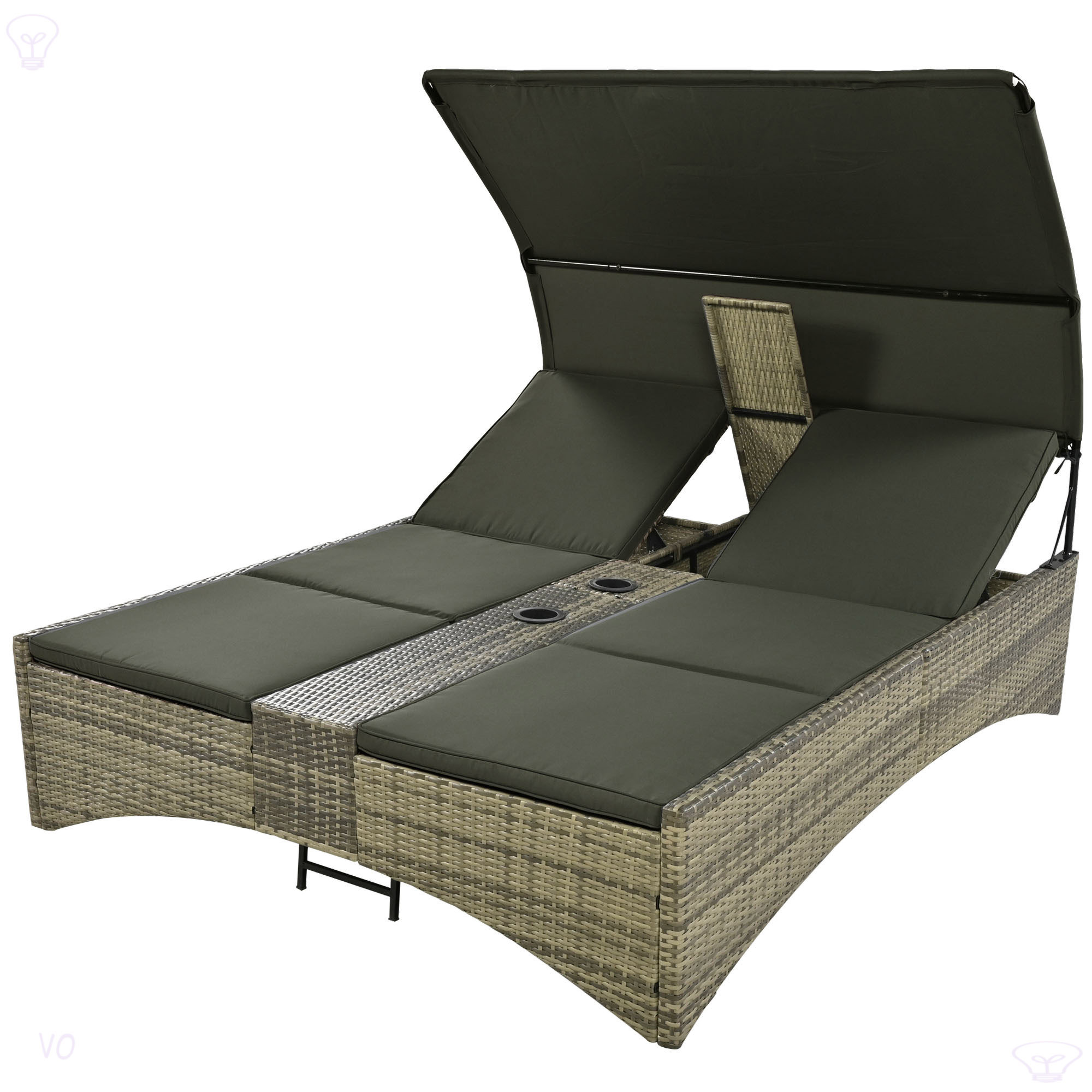 Dakota Fields Patio Daybed Outdoor Daybed Outdoor Rattan Sun Lounger ...
