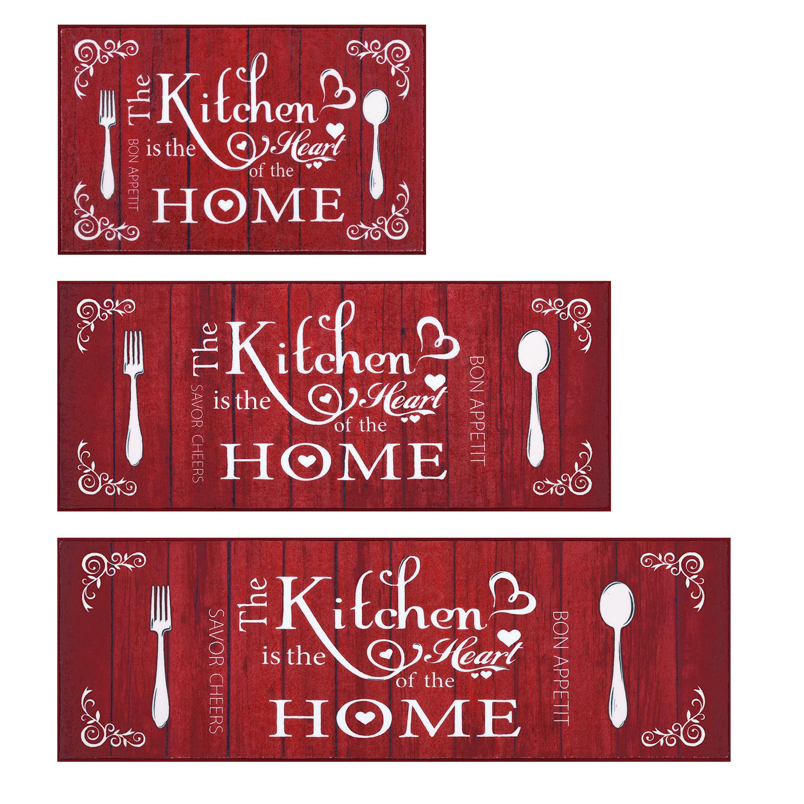 The Holiday Aisle® Kitchen Rug Sets 3 Pieces, Non Slip Soft Kitchen ...
