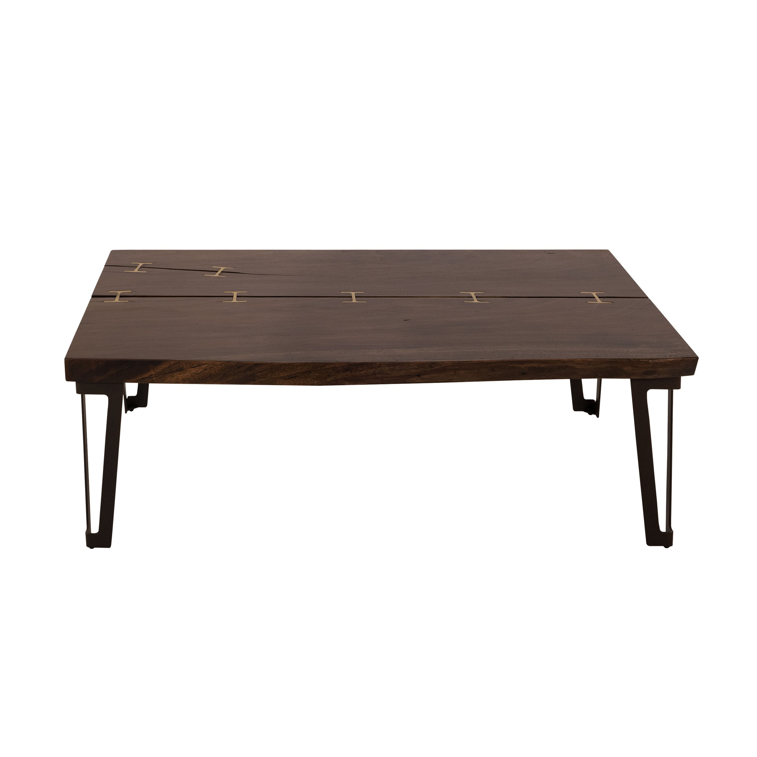 Benjara Ally XL Cocktail Coffee Table, Gold Metal Inlays, Brown Parota ...