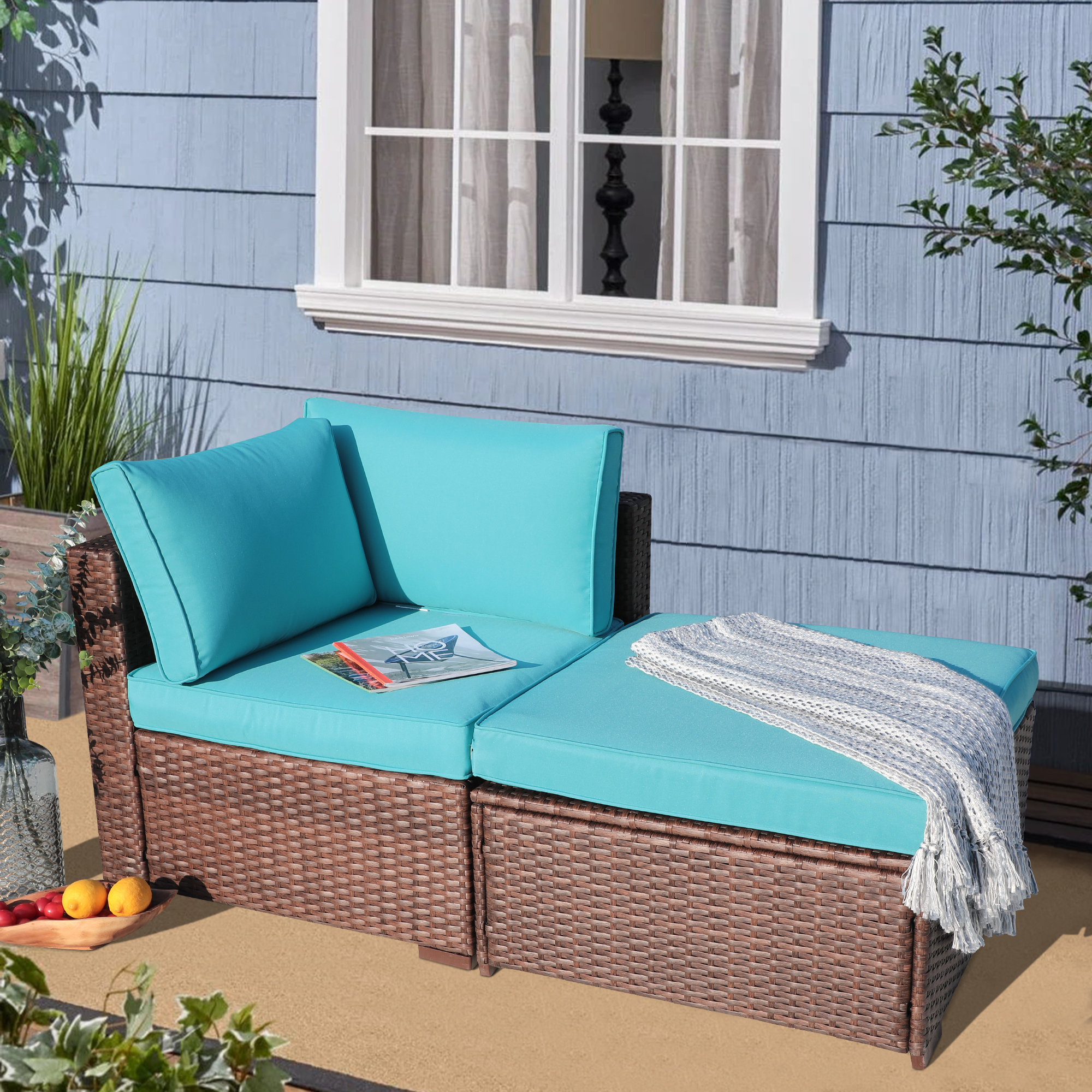Latitude Run® Patio Chair with Cushions and Ottoman & Reviews - Wayfair ...