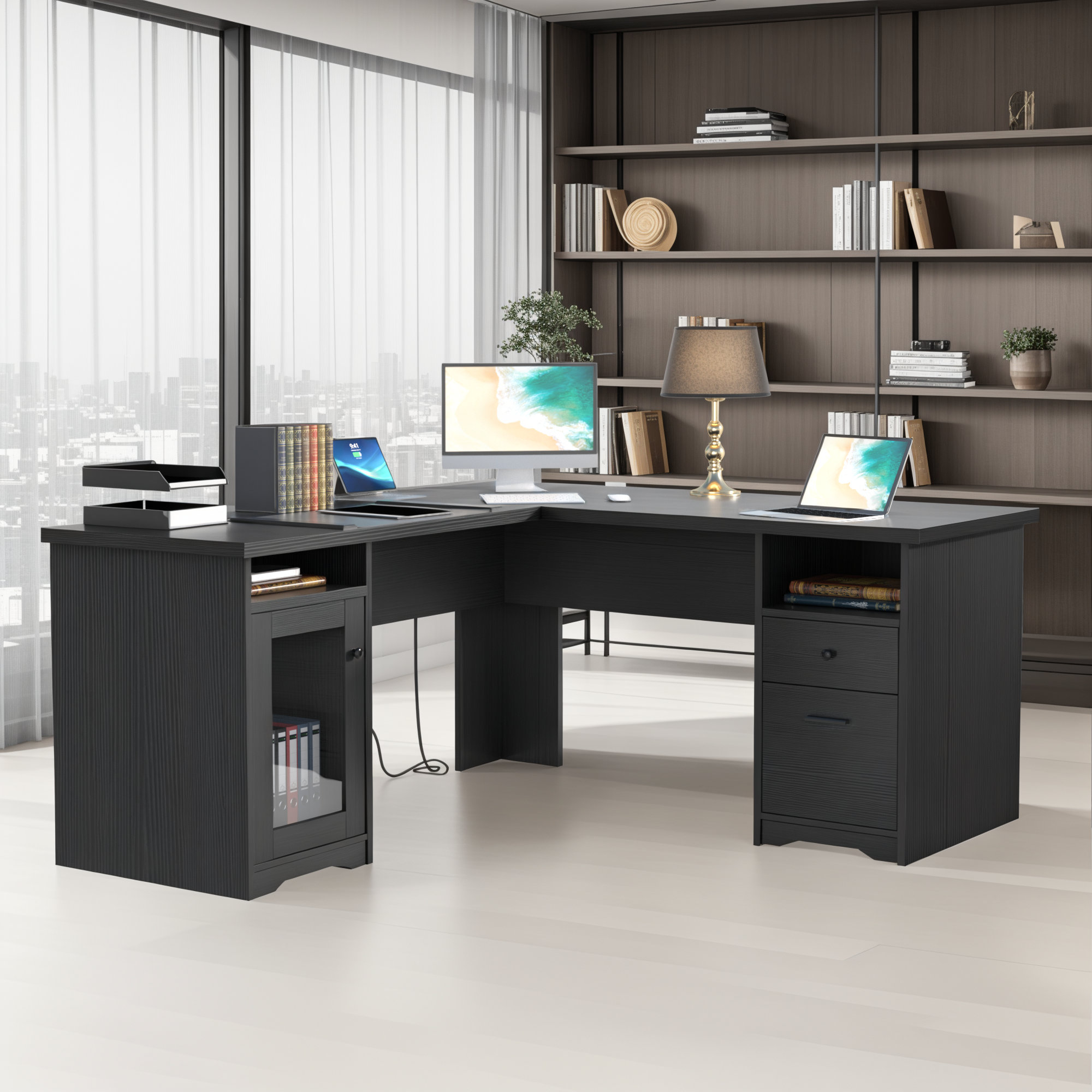 Millwood Pines Donza L Shaped Desk with Drawer - Wayfair Canada