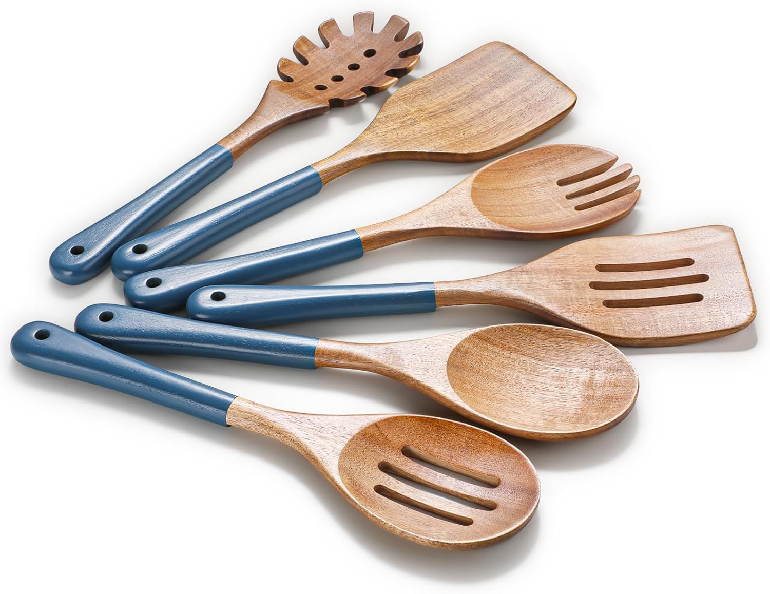 WKING 6-Piece Acacia Wooden Kitchen Utensil Set, Non-Scratch & Heat ...