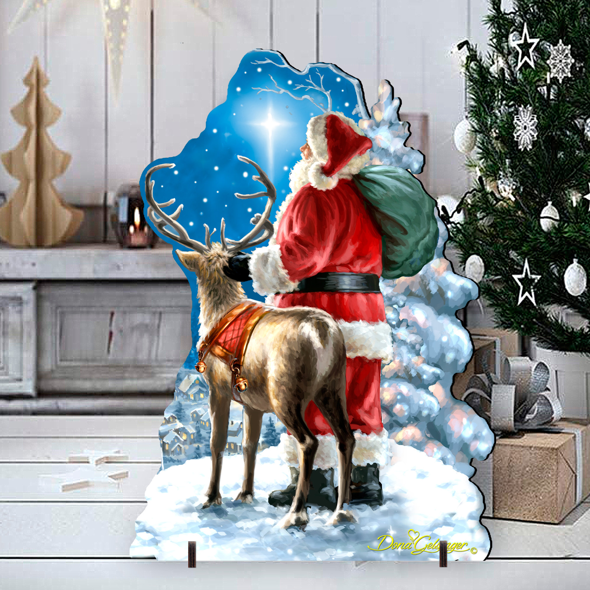 Designocracy Starry Night Santa Home and Outdoor Decor Lawn Art ...