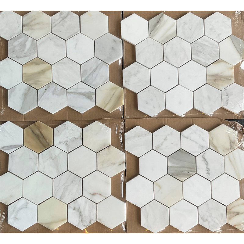 ES Stone 3" x 3" Marble Honeycomb Mosaic Wall & Floor Tile & Reviews ...