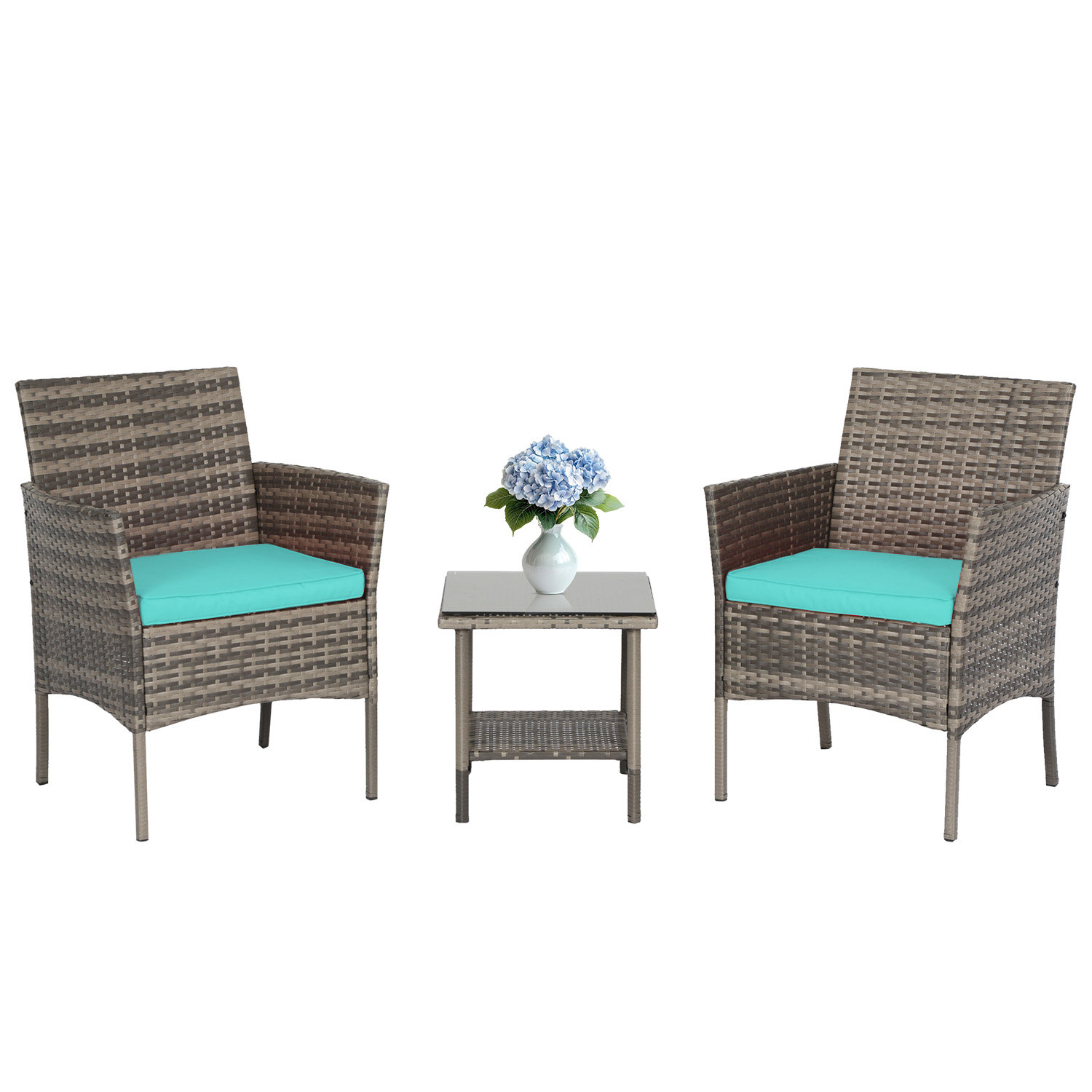 Winston Porter Set Of 3 Patio Furniture Wicker Bistro Set Outdoor ...
