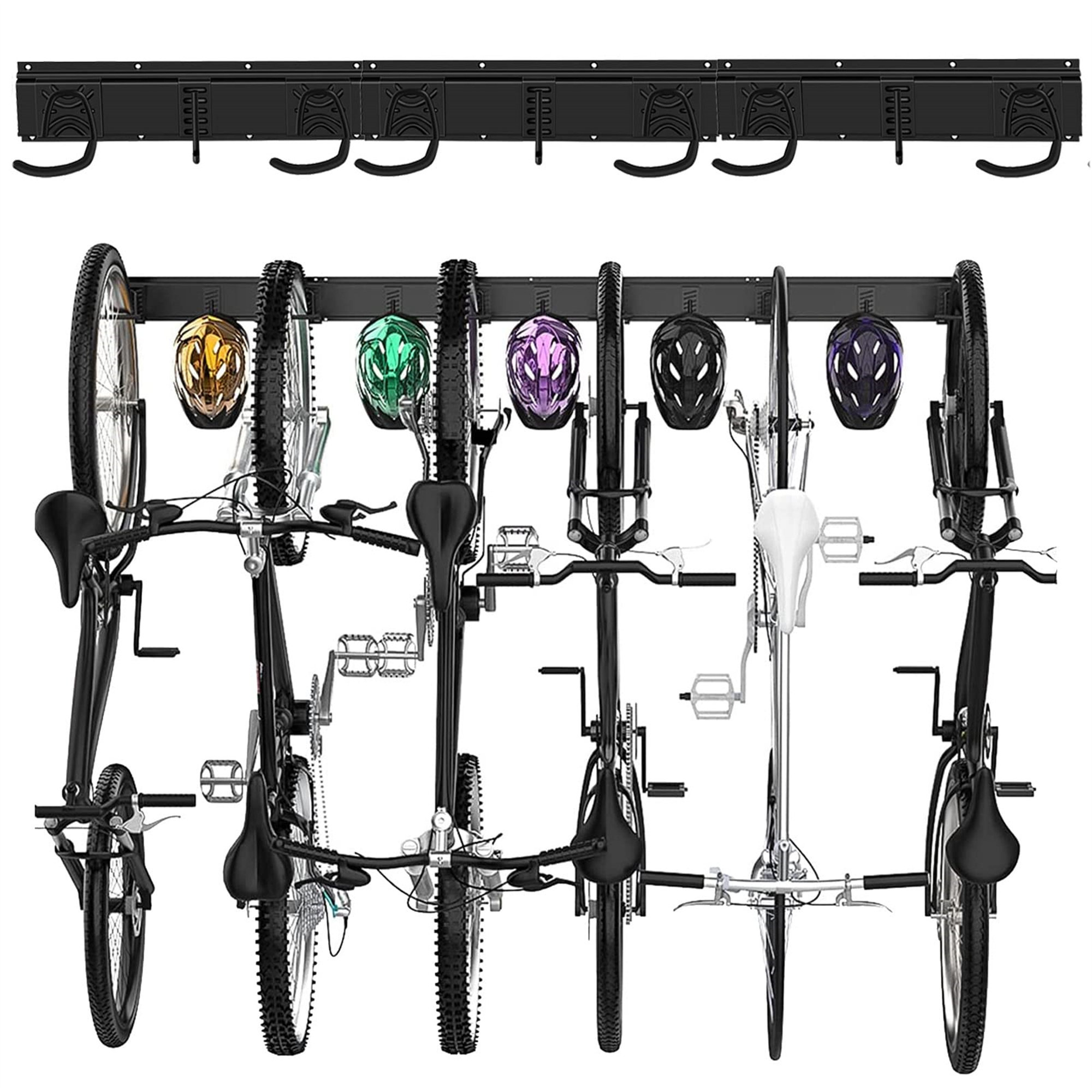 17 Stories Bike Wall Rack, 6 Bicycles Bike Wall Mount & 5 Helmet Hooks ...
