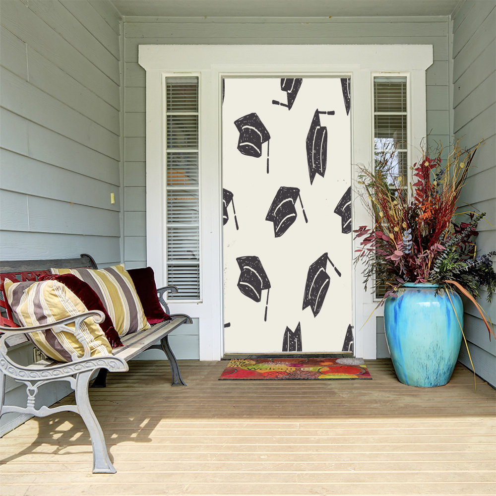 The Holiday Aisle® Graduation Hat Wallpaper Door Mural | Wayfair