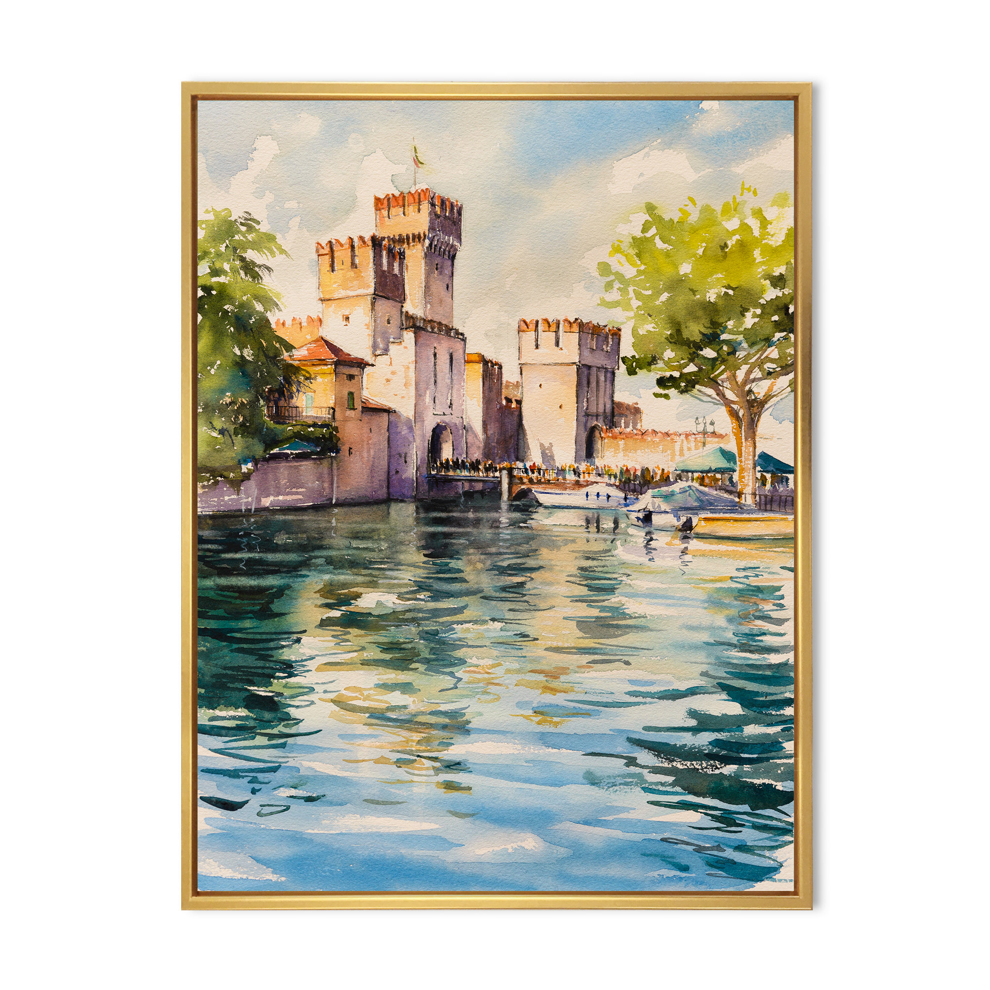 Winston Porter Italy Medieval Castle on Water - Picture Frame Print on ...