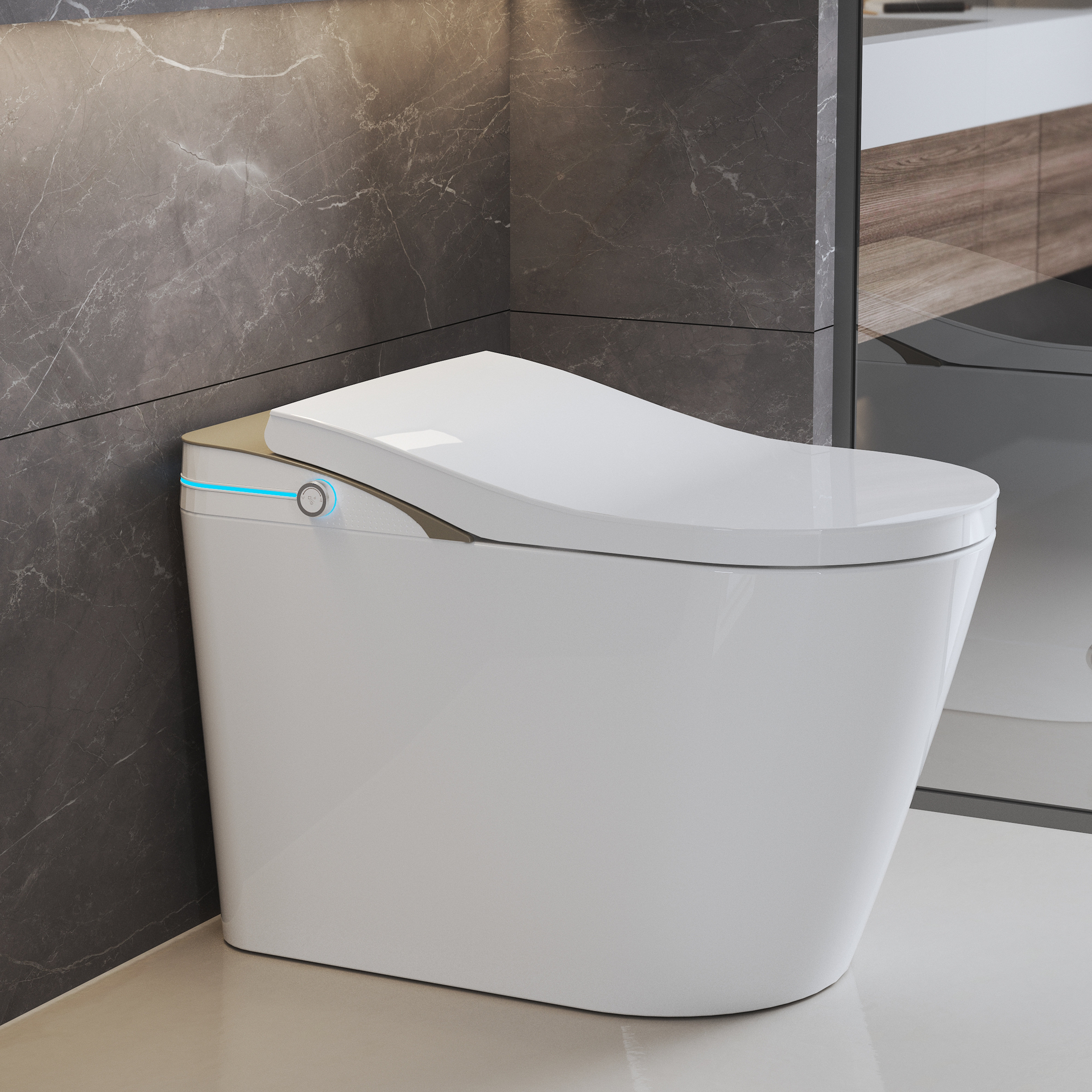 MEDUNJESS Smart Toilet With Auto Lid, Heated Seat, Instant Warm Water ...