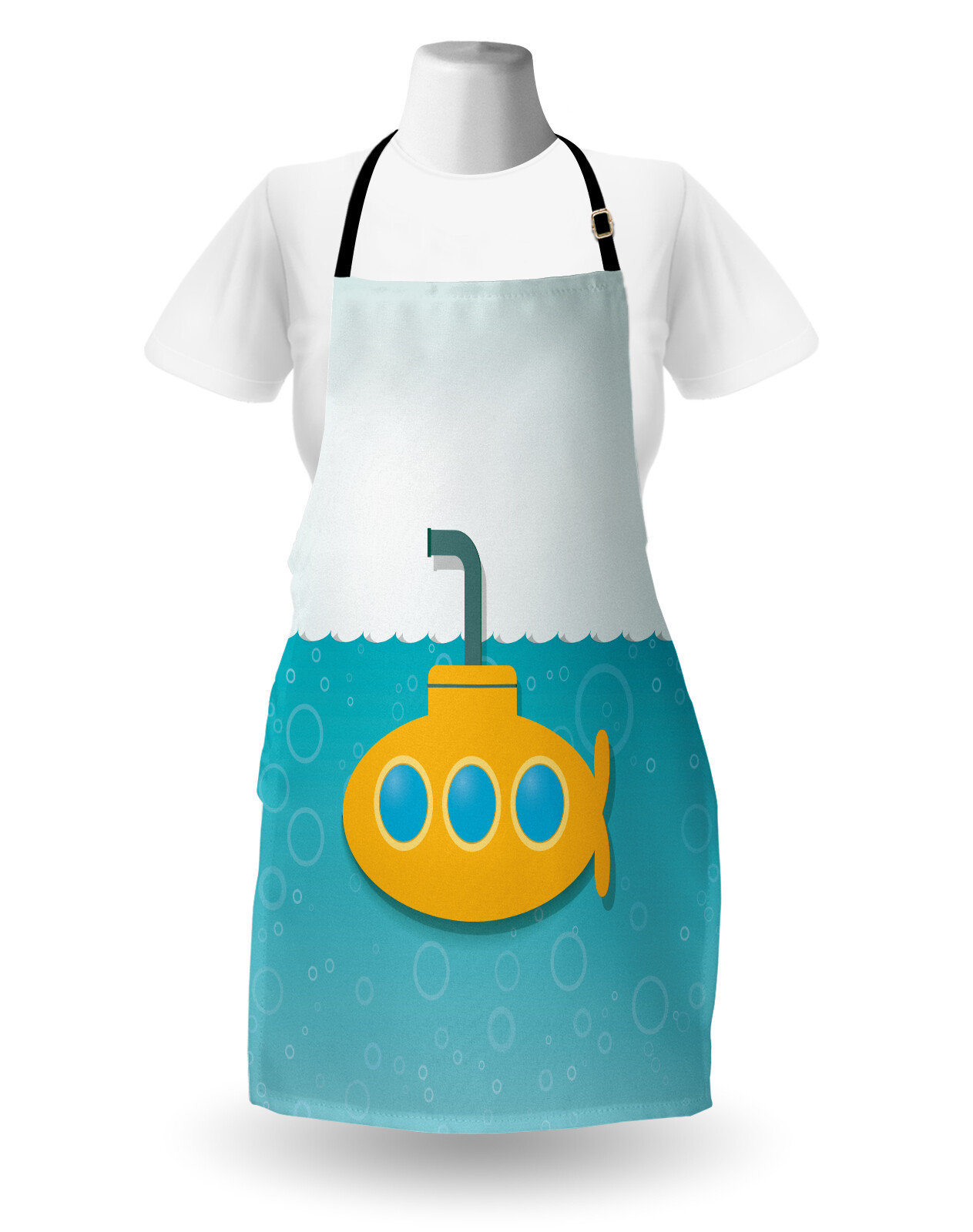 East Urban Home Yellow Submarine Apron Unisex, Bubbles on Sea, Adult ...