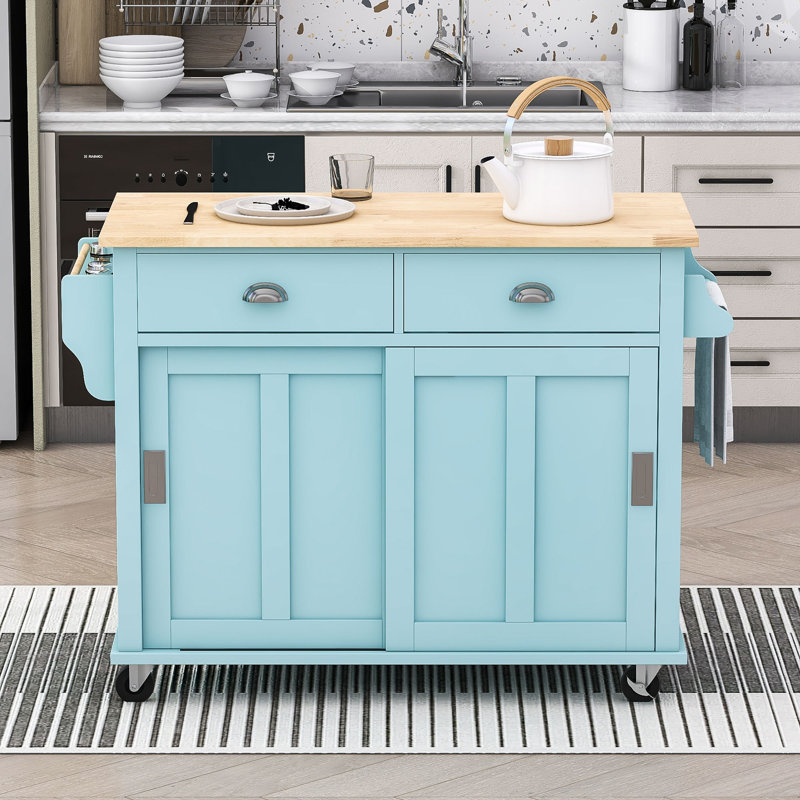 Red Barrel Studio® Yocelin Kitchen Cart with Drop-Leaf Countertop ...