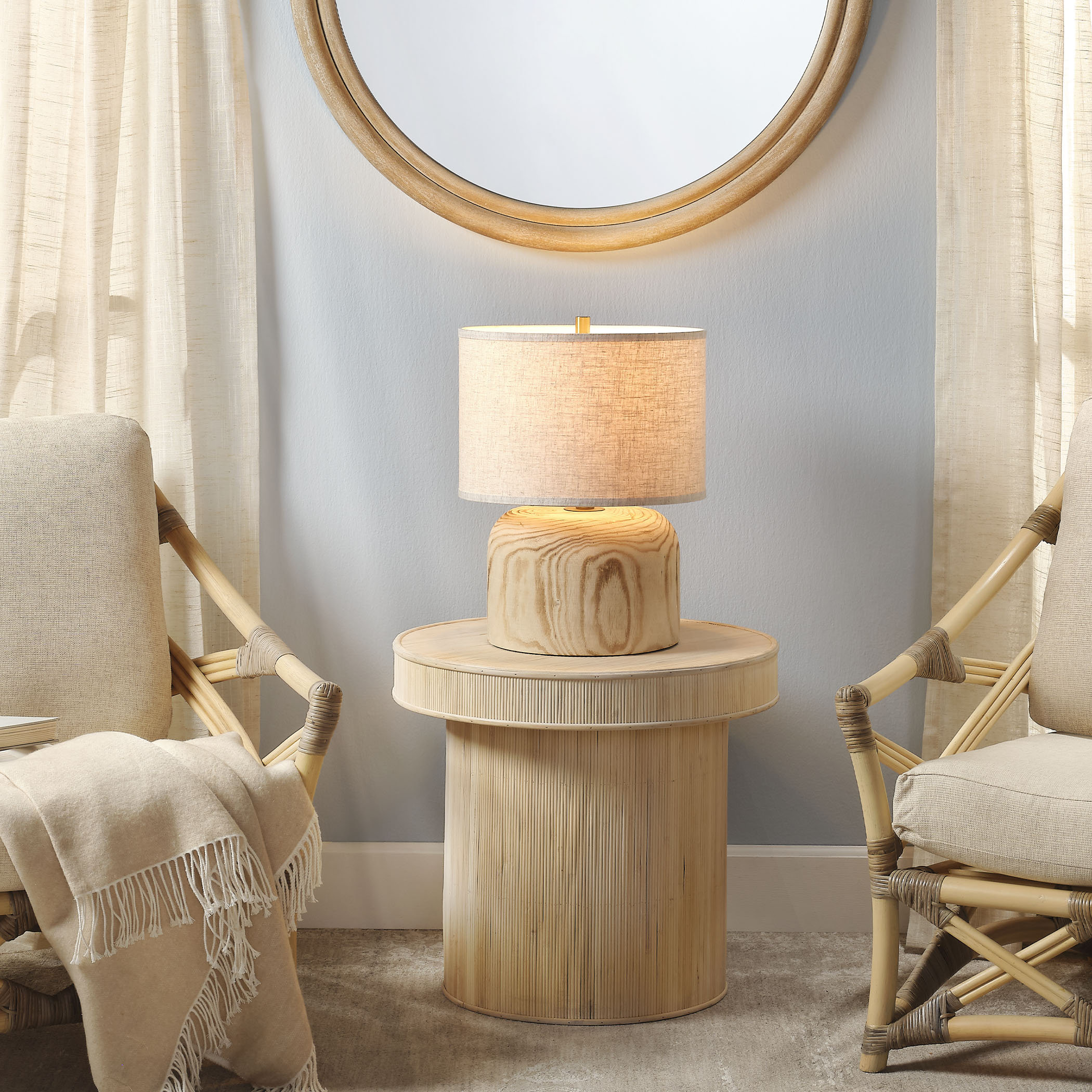 One Allium Way® Timber Table Lamp with Linen Shade | Wayfair