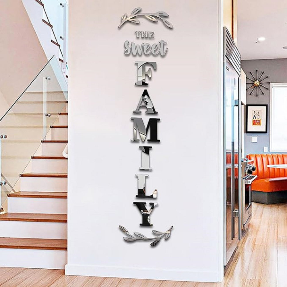 Gracie Oaks Home Wall Decor Family Letter Signs Mirrors Wall Stickers ...
