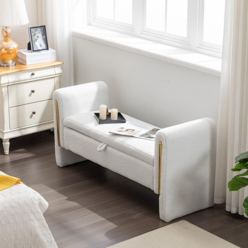 Mercer41 Teddy Fabric Storage Bench Bedroom | Wayfair