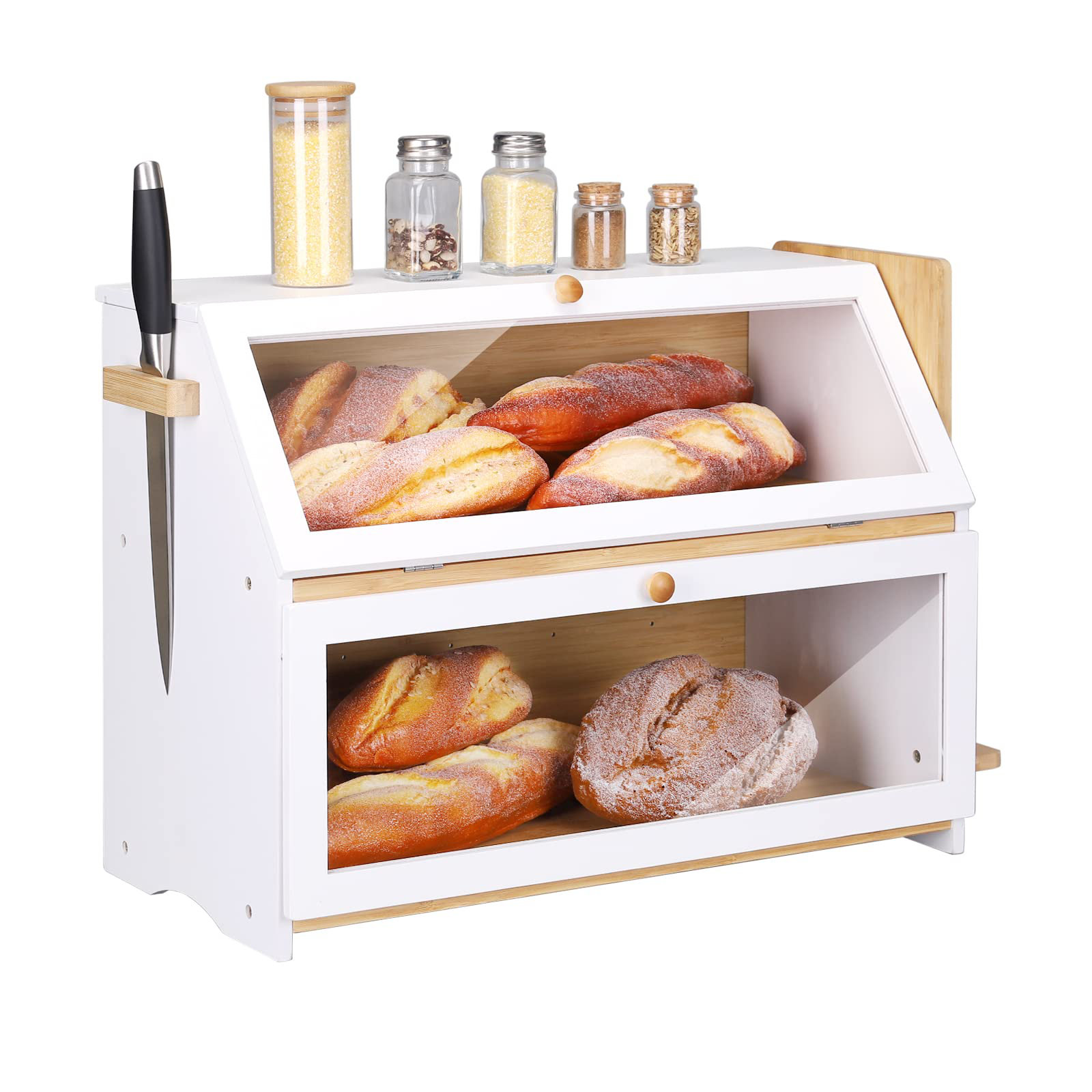 Red Barrel Studio® Double Layer Oversized Bread Box, Extra Large Bread ...
