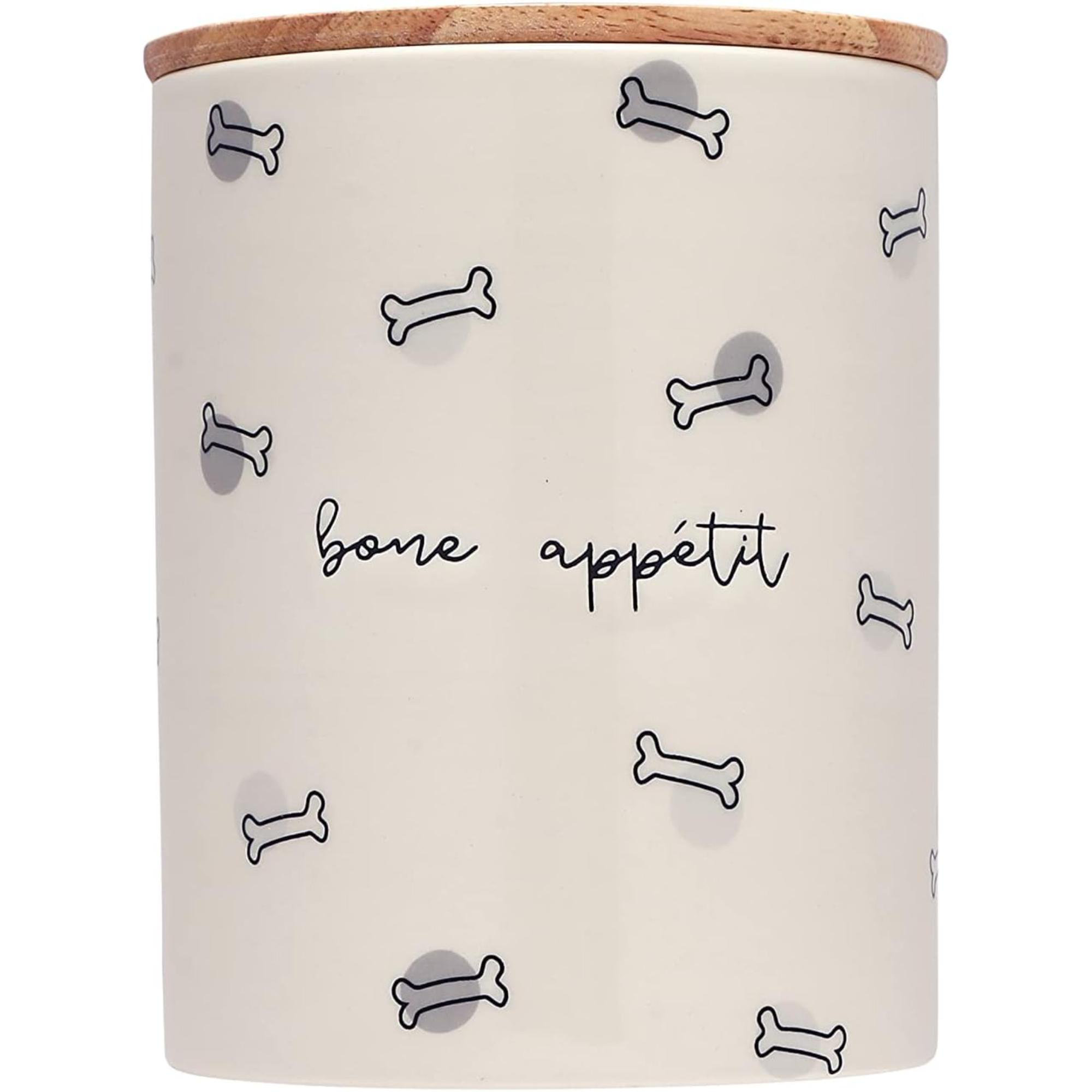Textiles Hub Bone Appetite Treat Jar Ceramic And Wood Pet Treat ...