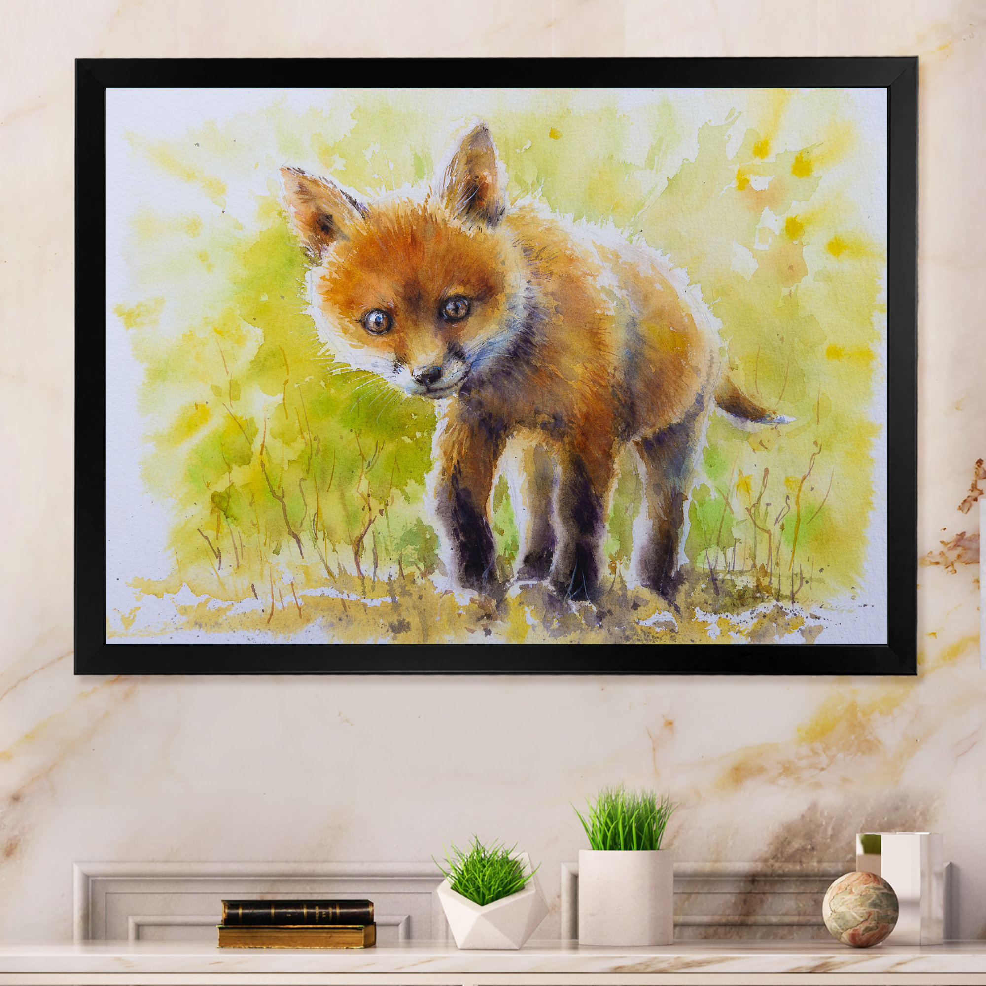 Millwood Pines Cute Red Fox - Picture Frame Print on Canvas | Wayfair