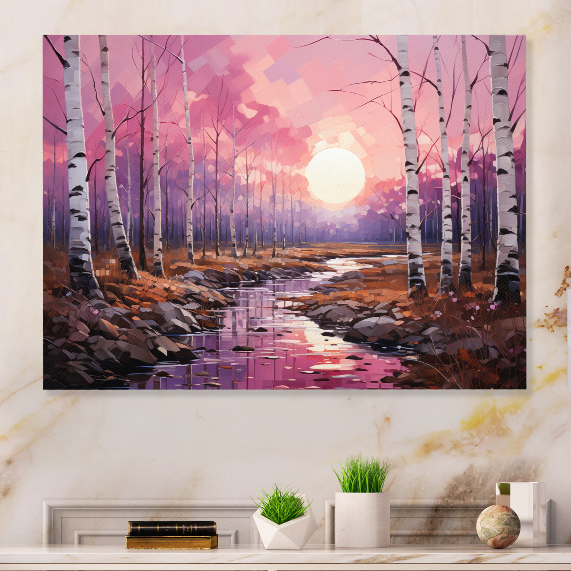 Latitude Run® Birch Woods Pink Symphony IV - Tree Birch Print on Metal ...