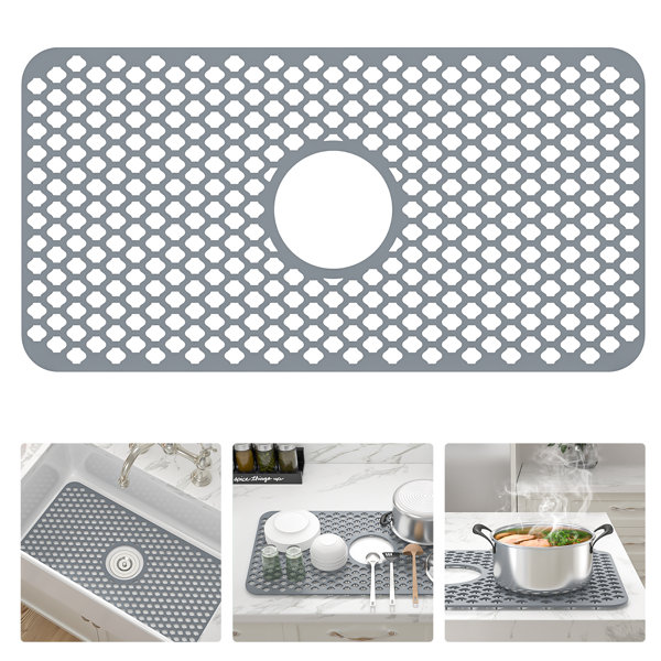 Sarlai 25" x 13" Non-Slip Silicone Grid Sink Mat - Wayfair Canada
