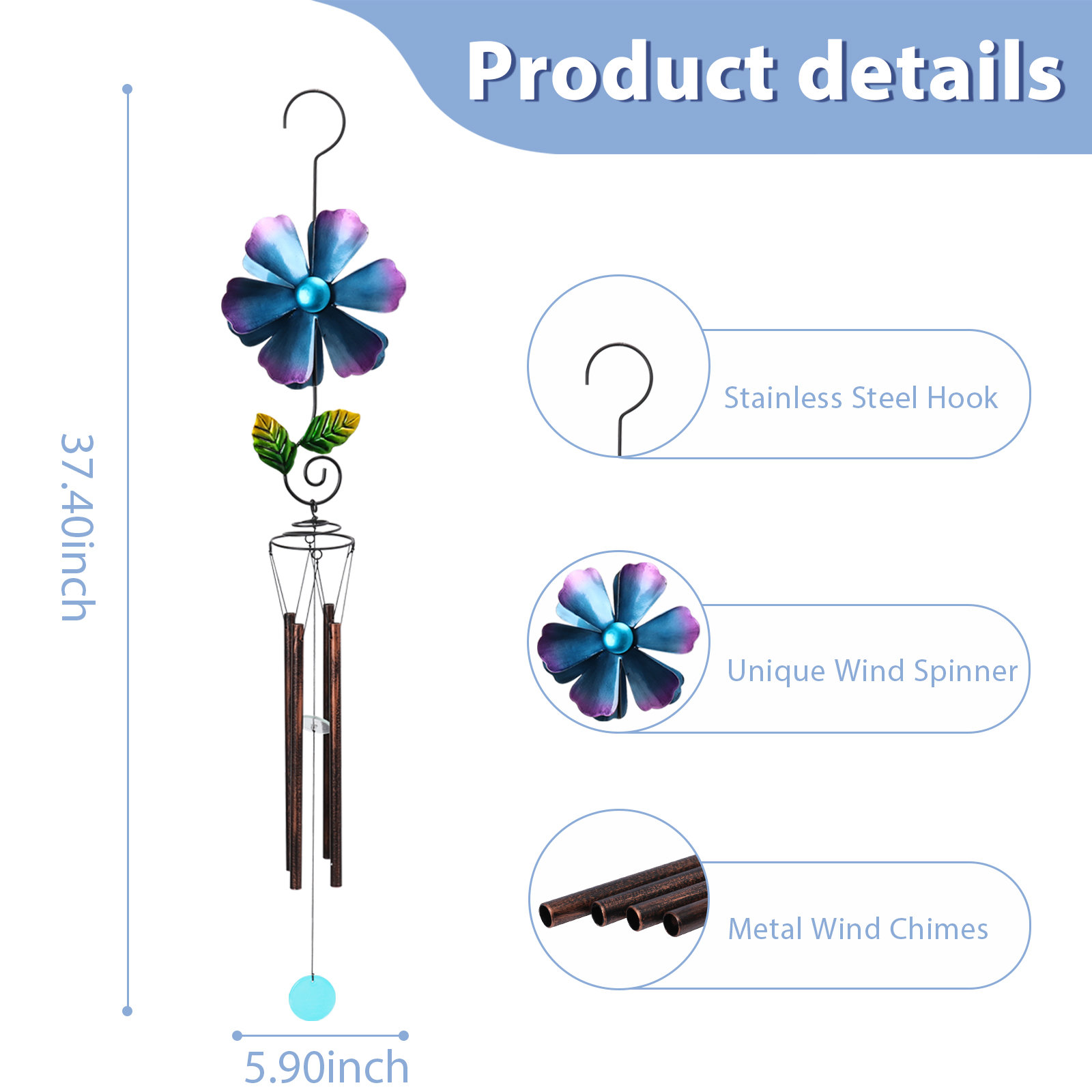 Ophelia & Co. Flower Windmill And Wind Chime, Rotary Windmill & Musical ...