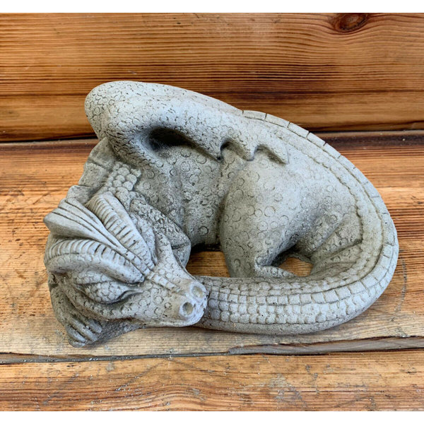 Happy Larry Rutter Stone Garden Sleeping Dragon Hand Cast Cute Statue ...