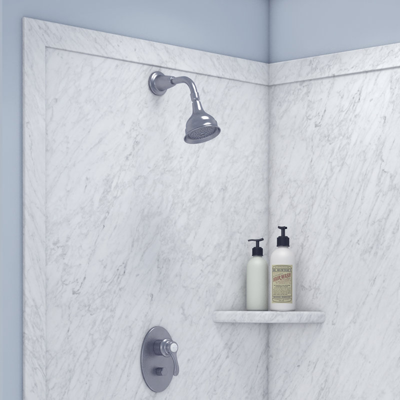 FlexStone Splendor 40"W x 40"D x 80"H Corner Shower Surround & Reviews ...